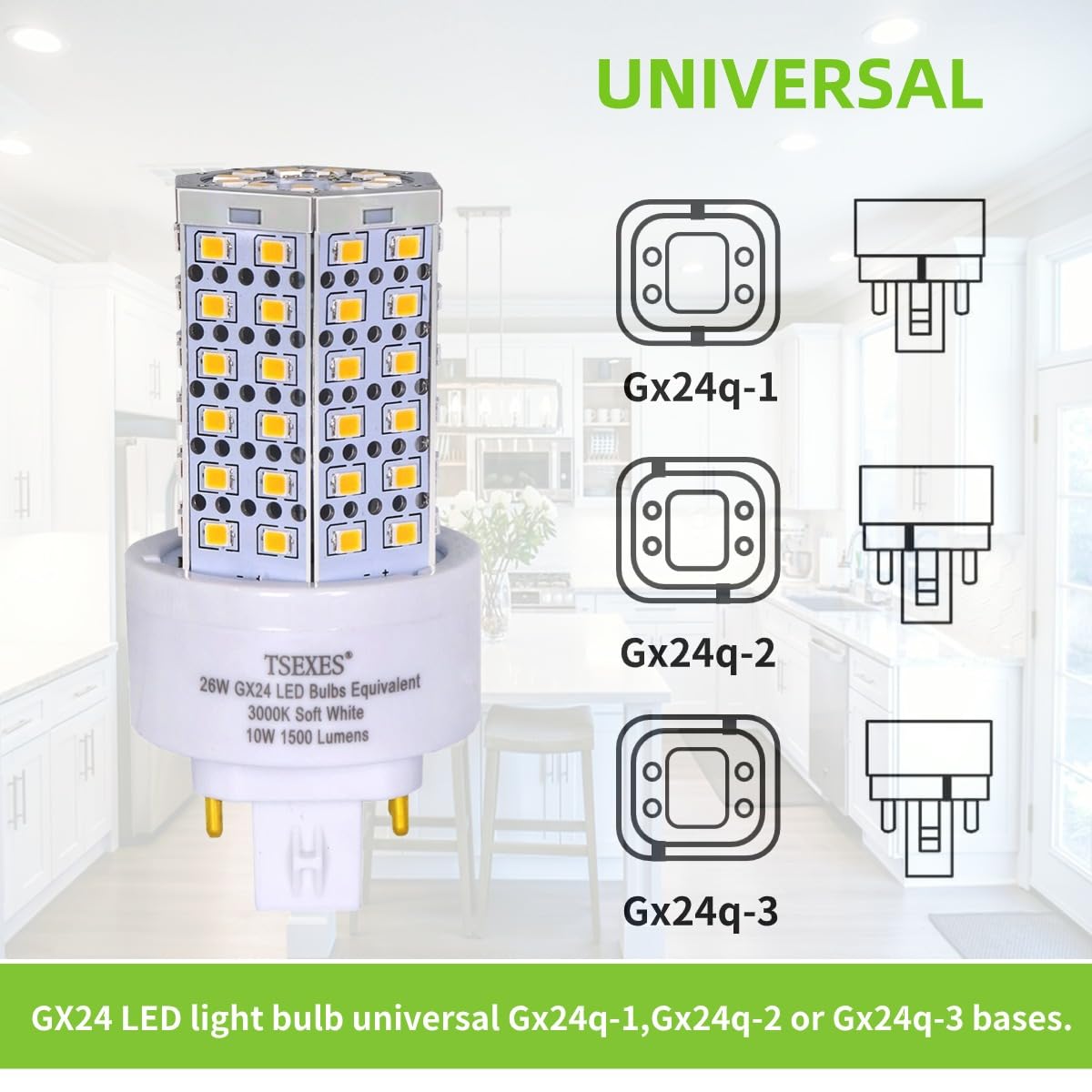 TSEXES Upgrade Gu24 LED Light Bulbs,10W (100W Equivalent), 6000K Cool White, Replacement 2 Prong T2 Spiral CFL Bulb/Compact Fluorescent,2 Pack
