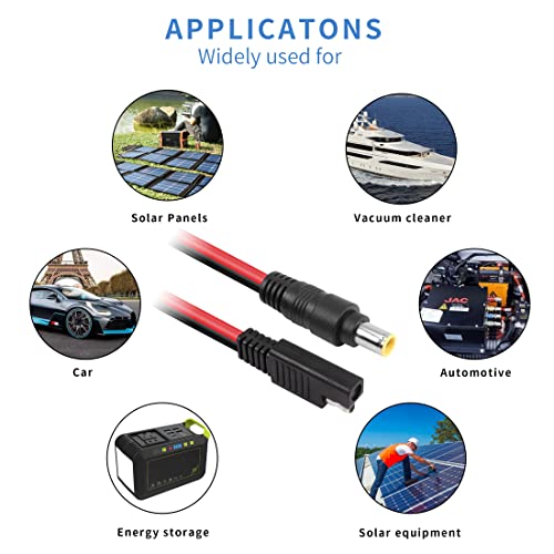 Solar Connector and to DC8mm Adapter Cable YACESJAO 1M 14 AWG SAE Plug to DC 8mm Male Cable for Solar Generator Automotive RV Solar Battery Panel