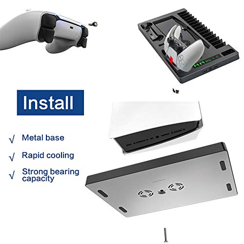 Stand Hook Organizer for Your Video Game Accessories, 2 in 1 Vertical Stand,PS5 Digital Edition/Optical Drive Edition Host Universal Multifunctional Dock with Earphone Holder and Cooling Fan Base