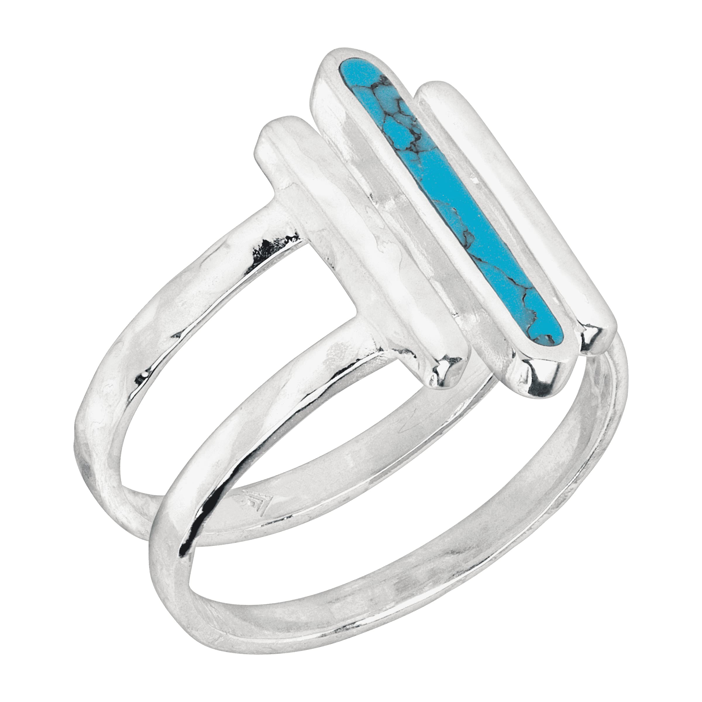 Silpada 'Strait To It' Compressed Turquoise Three-Bar Ring in Sterling Silver, Size 8, Size 8