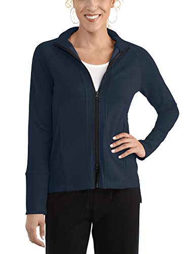 Seek No Further by Fruit of the Loom Women's Long Sleeve Full Zip Raglan Track Jacket, Navy Nights, X-Large