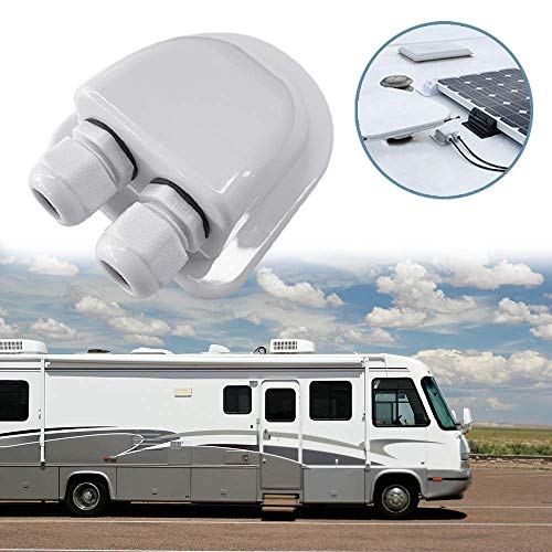 Solar Double Cable Entry Gland,for All Cable Types from 6mm to 12mm Waterproof Double Cable Entry Housing Suitable for RV Boats and Vehicles White