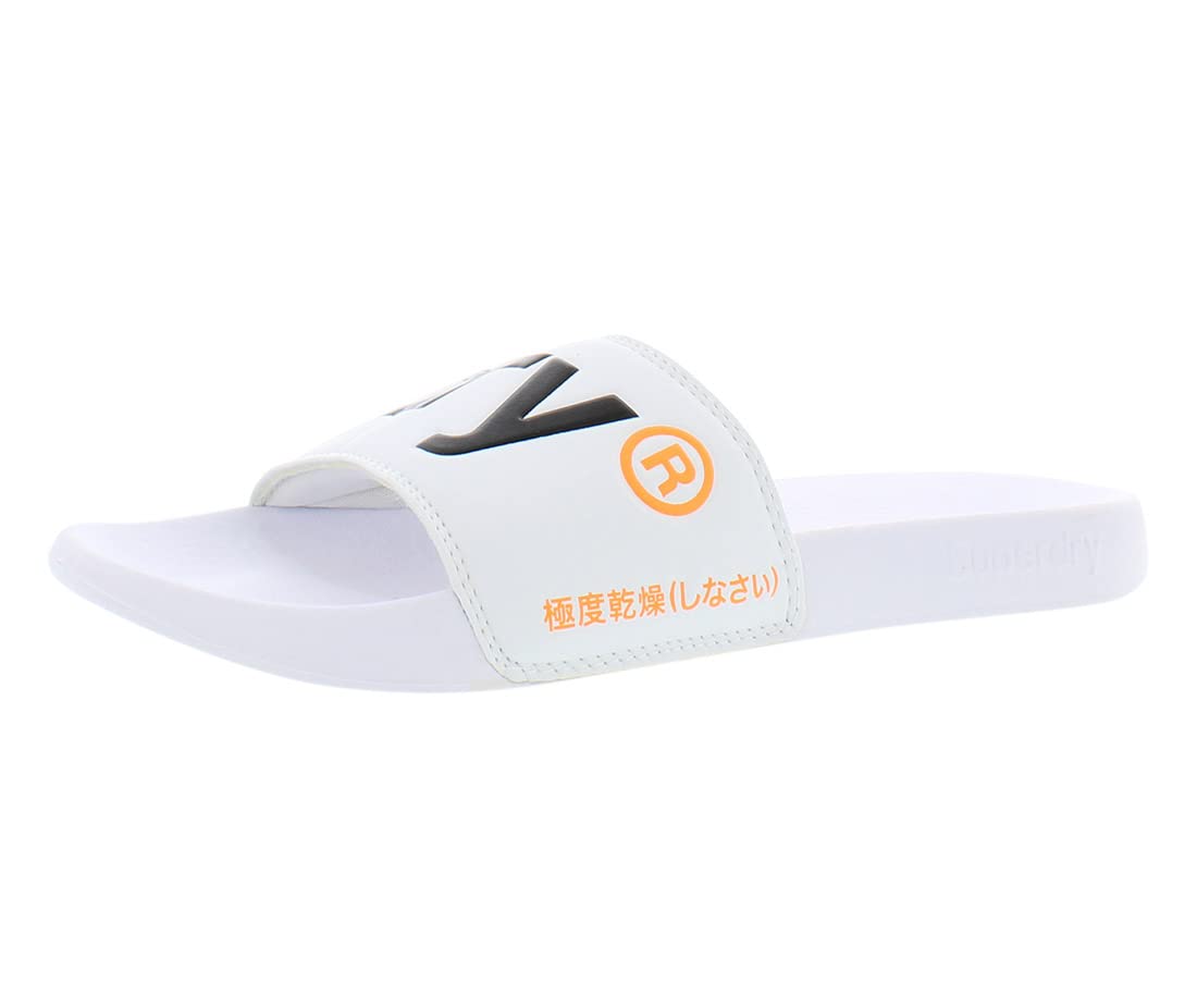 Superdry Men's Classic Pool Slide Sandal, Optic White, Medium