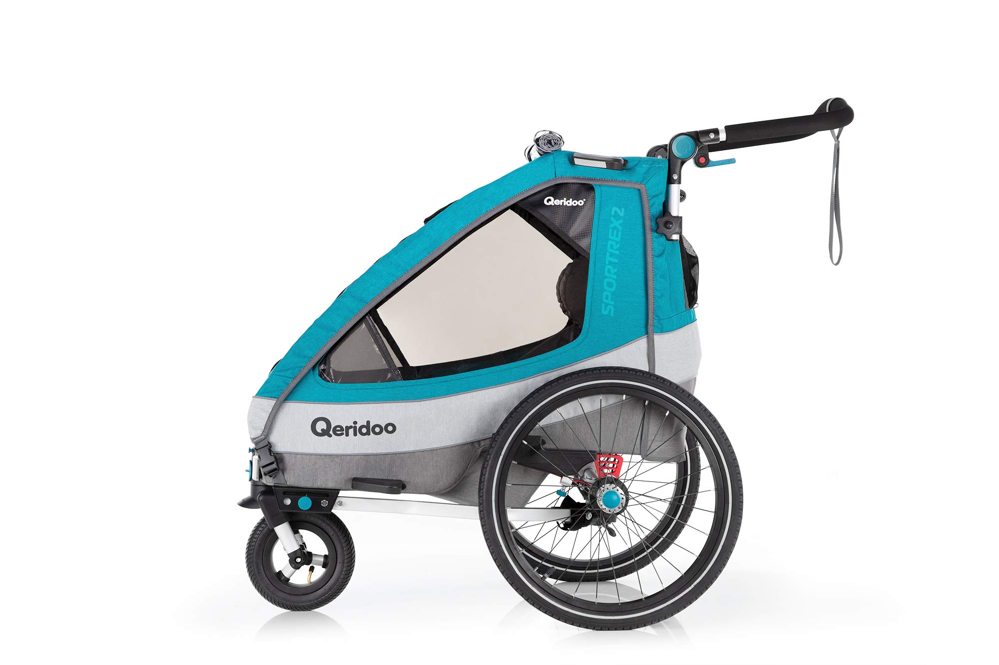 Qeridoo Sportrex 2 2020 Double Seat Kids Bike Trailer & Stroller Sportrex2 (Color Petrol)