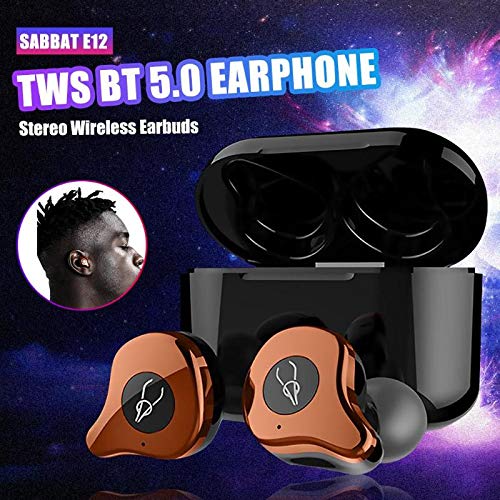 Sabbat E12 Ultra TWS Bluetooth 5.0 True Wireless HiFi Earbuds, Sweatproof Noise Canceling Earphones with Built-in Mic for Sports (Sliver)