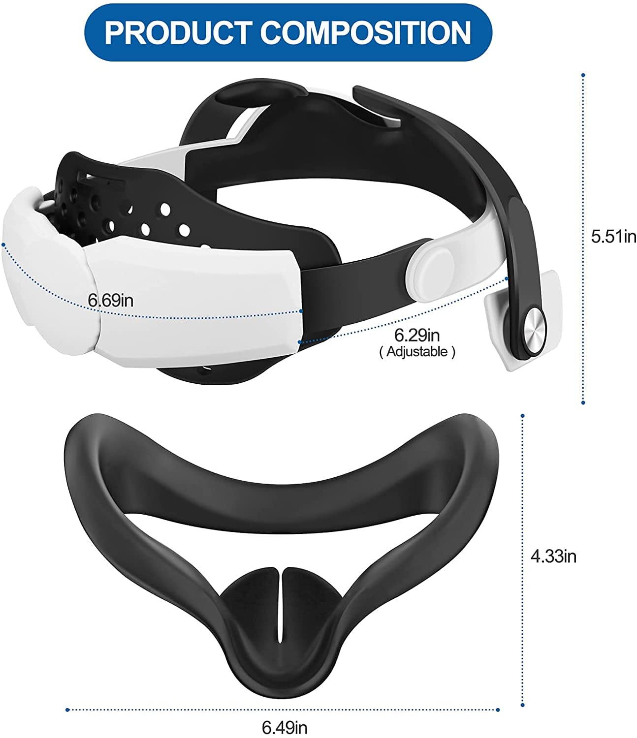 Vakdon C1 Head Strap Compatible with Meta Quest 3 Accessories, Replacement for Meta Quest 3 Elite Strap with Adjustable Hinge and Removeable PU Sponge Pad, Reduce Head & Face Pressure (Grey)