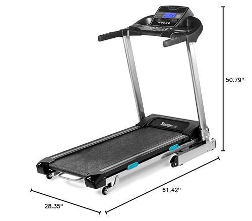 SereneLife Foldable Digital Home Gym Treadmill | Smart Auto Incline Exercise Machine with Downloadable App | Large Running Treadmill with MP3 Player & Stereo Speakers | 2.5HP, 10MPH Speed - SLFTRD35