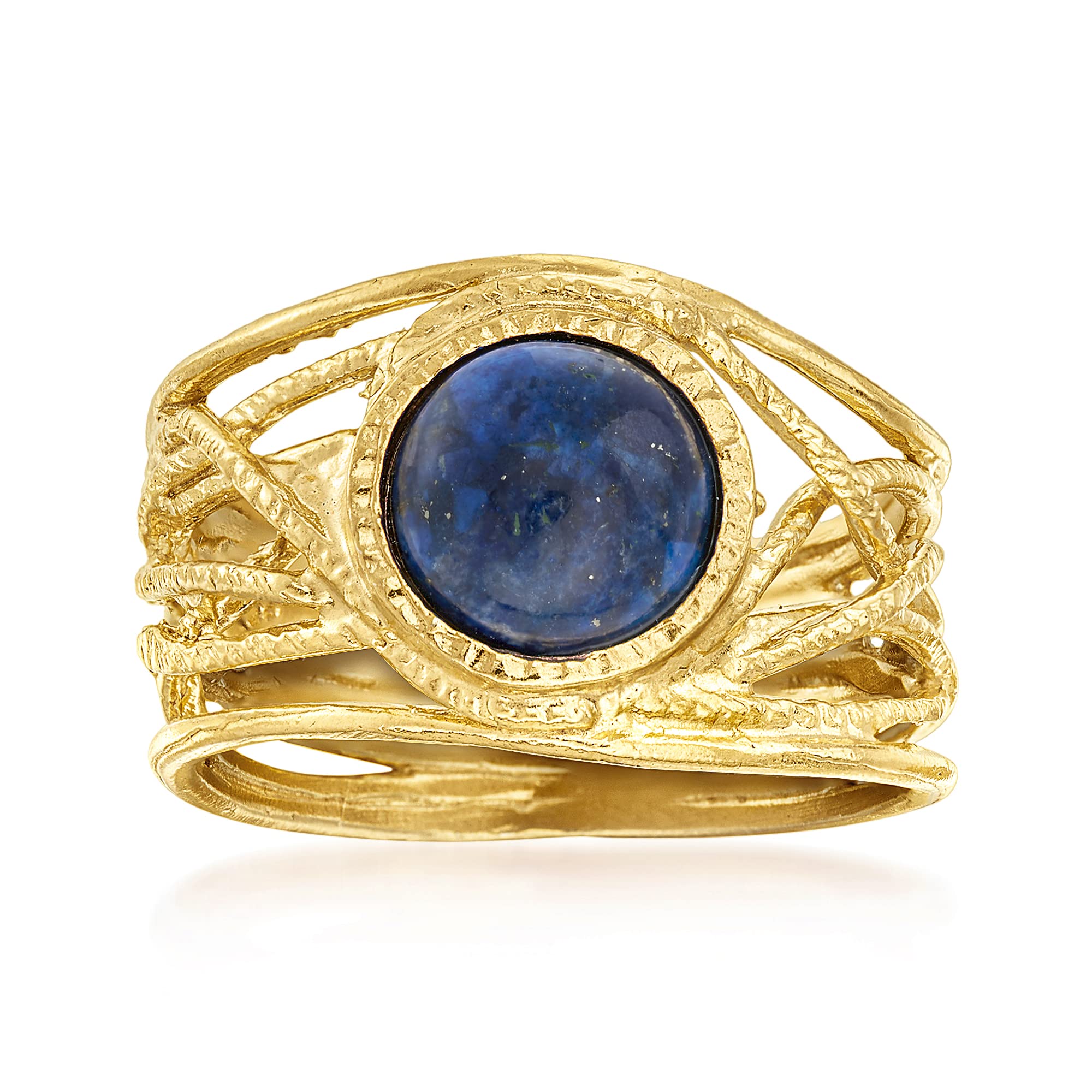 Ross-Simons Gemstone Textured Openwork Ring in 18kt Gold Over Sterling