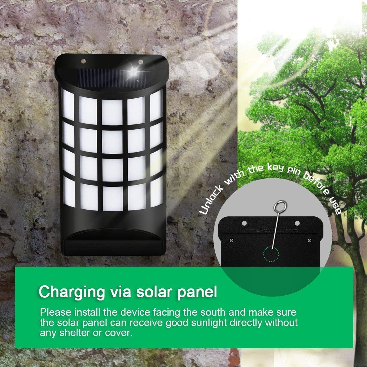 Solar Flame Lights Outdoor Waterproof Flickering Flame Solar Lights Dark Sensor Auto On/Off 66 LED Solar Powered Wall Mounted Night Lights Lattice Design for Garden Pathway Patio Deck Yard (4Pack)