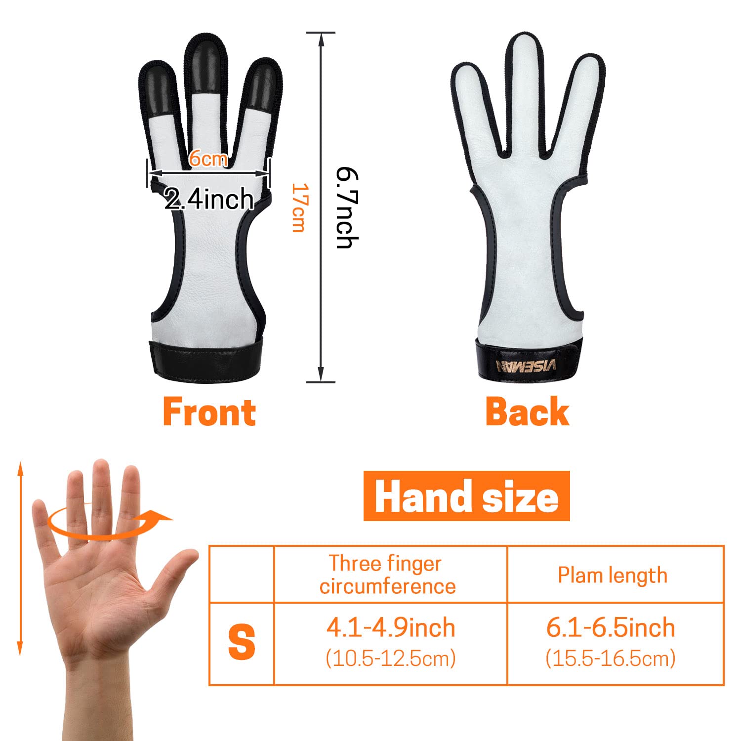 VISEMAN Archery Gloves Genuine Leather Fingers Glove, Archery Protective Gear Accessories, Finger Tabs, Compound Recurve Bow & Arrow Protector, Outdoor Archery Gloves Shooting Hunting Targeting