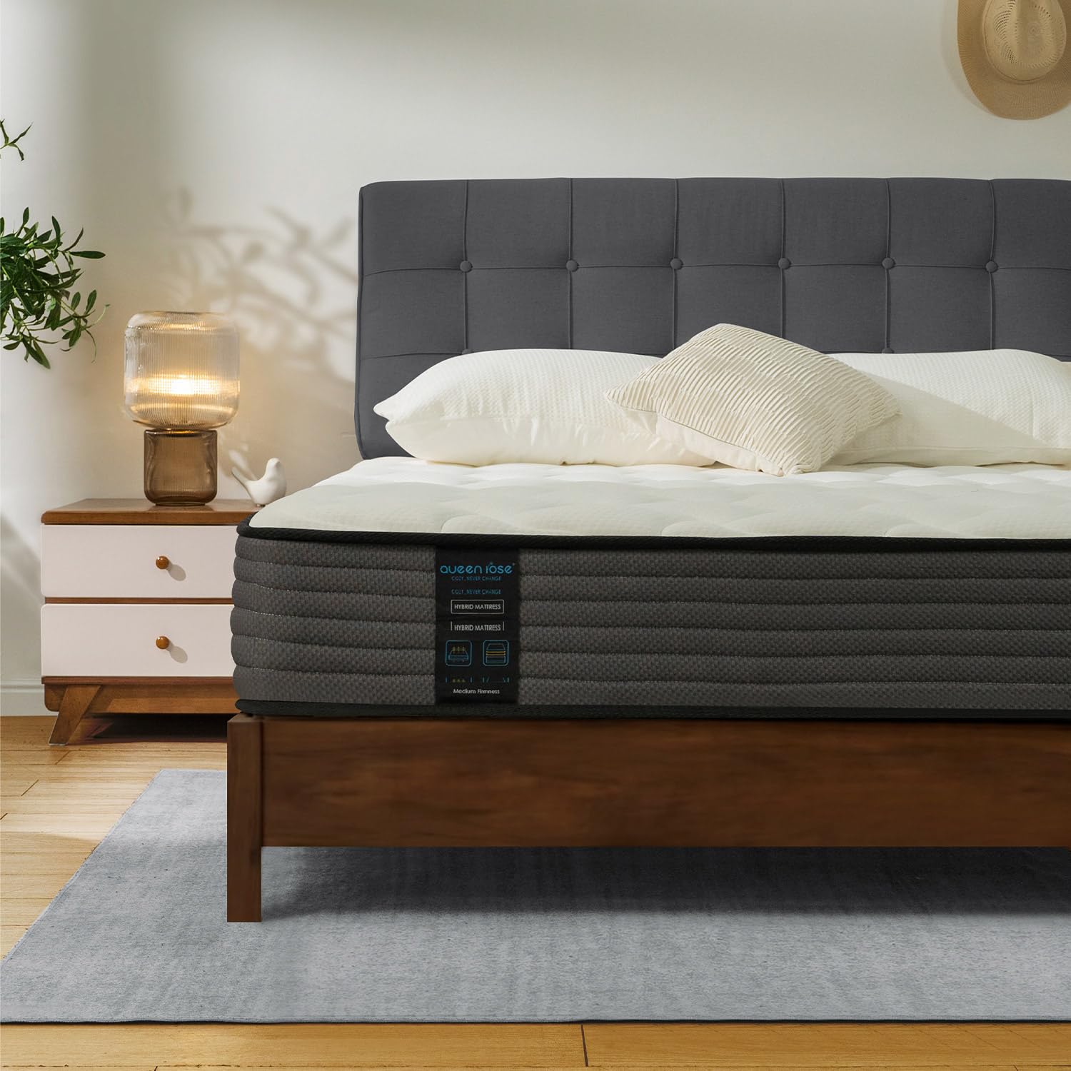 QUEEN ROSE Twin Size 6 Inch Hybrid Mattress in a Box, Memory Foam Mattress Motion Isolation Pressure Relief Individually Wrapped Pocket Coils Mattress……