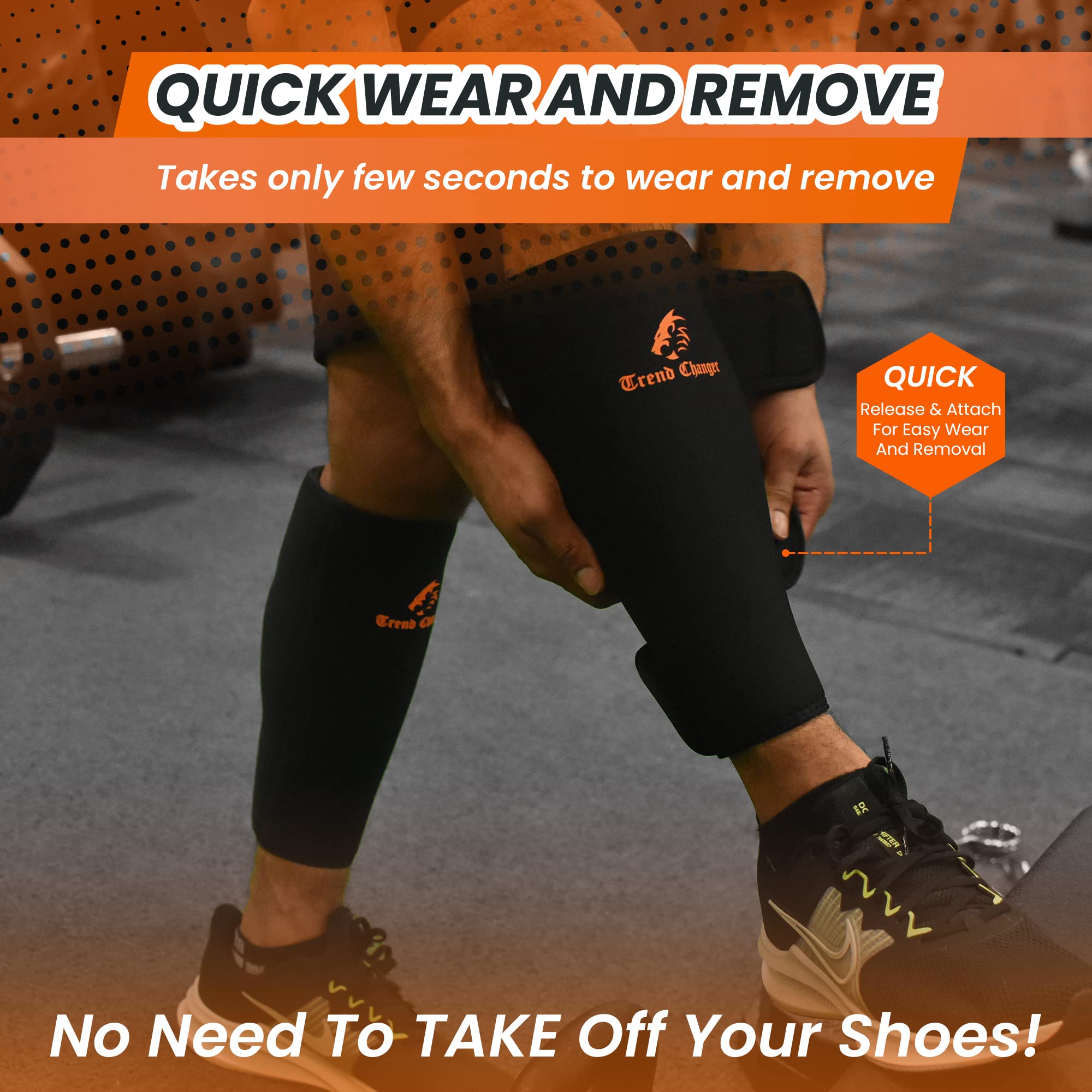 Trend Changer Weightlifting Shin Guards/Calf Support Brace 7mm Thick Neoprene for EasyWear-Deadlift Shin Guards, Box Jump, Crossfit Adjustable Shin Splint Compression Calf Wrap for Men Women (Pair)
