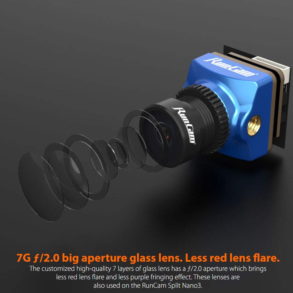 RunCam Phoenix 2 Nano FPV Camera 1000TVL FOV 155 Degree 1/2inch Super Global WDR Image Sensor Mini Cam with 2.1mm Lens 4:3 16:9 Switchable for RC FPV Racing Drone Quadcopter