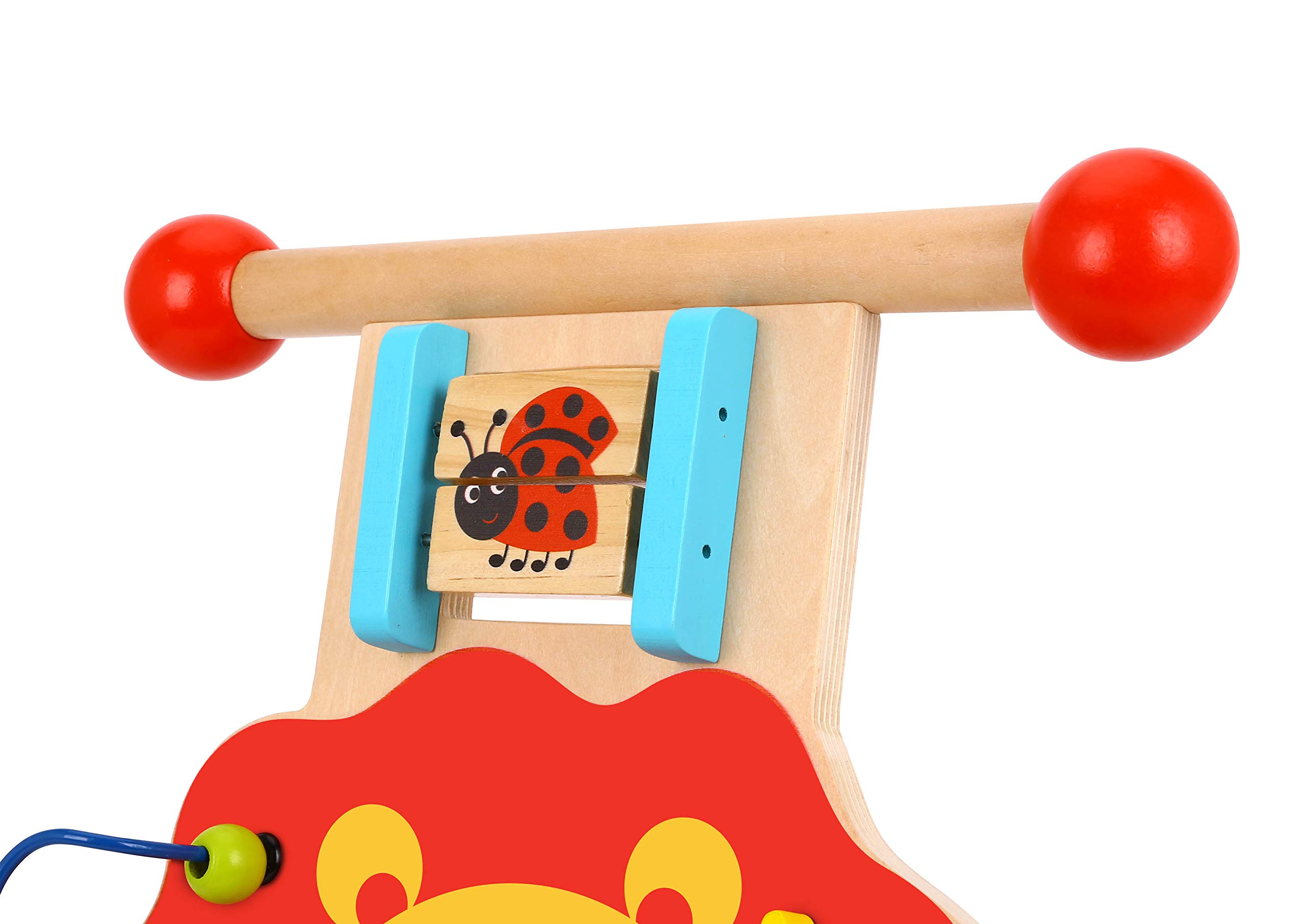 Pidoko Kids Lion Baby Walker Cart with Wheels - Wooden Activity Center Push and Pull Toy - for 1 Year Old and Up