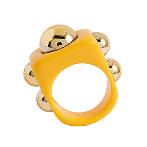 Wedding Promise Ring , Finger Ring Geometric Trendy Women All Match Metal Ball Ring for Party - White