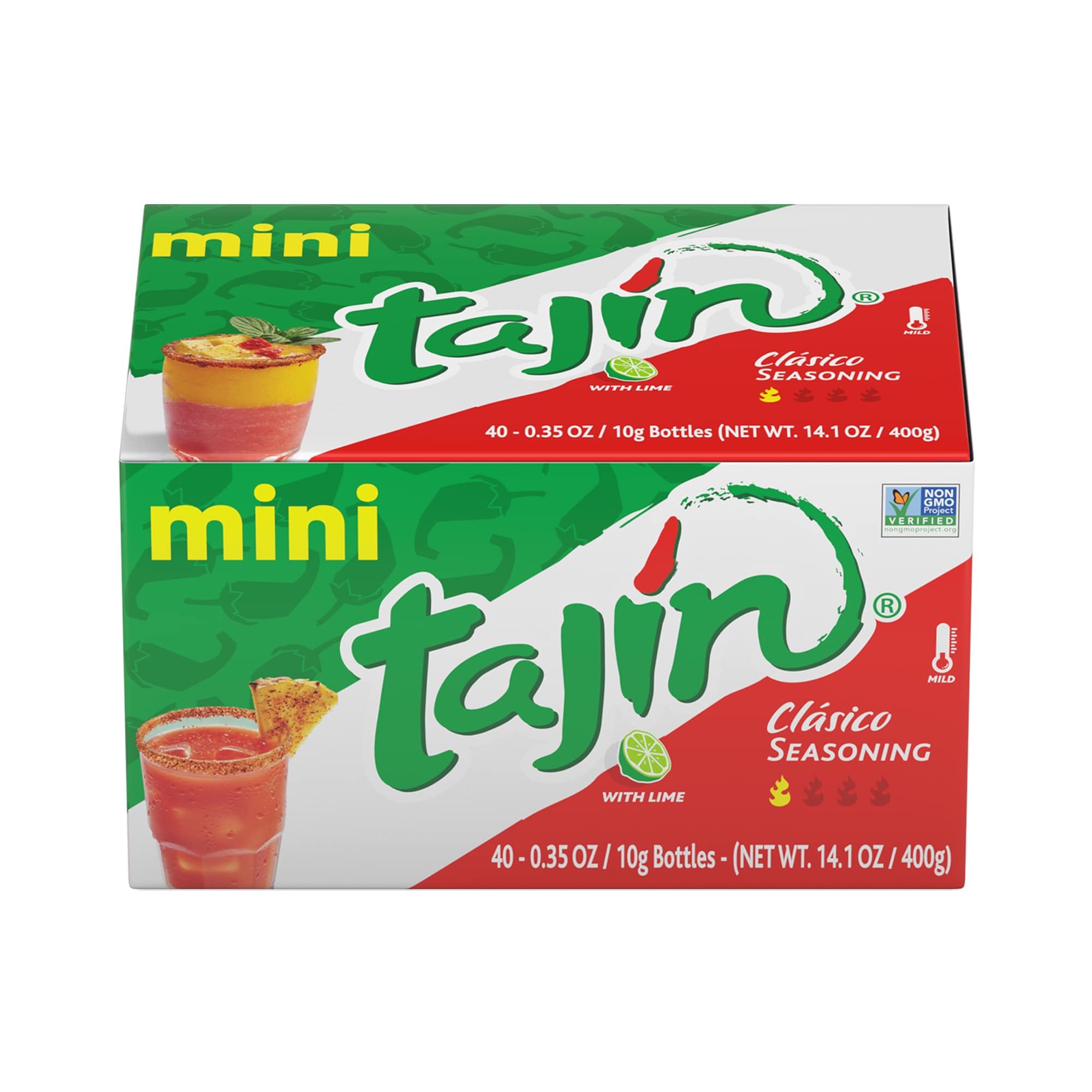 Tajรญn Clรกsico Chile Lime Seasoning Mini Display 0.35 oz, 40 Mini Bottles (Pack of 1)