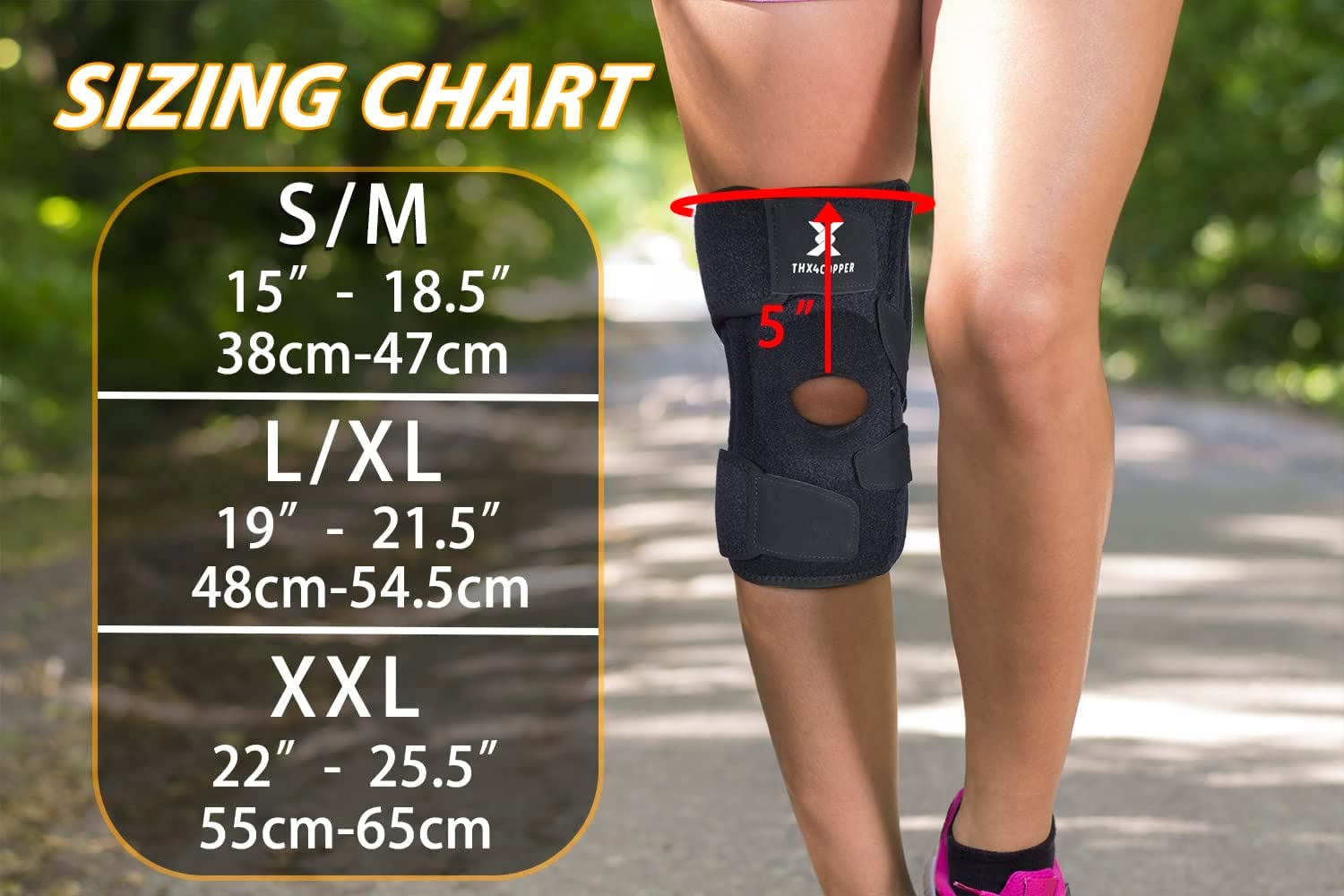 THX4COPPER Knee Brace Support,Open Patella Side Stabilizers β for Swollen ACL, Meniscus Injuries, Arthritis, Tendonitis, Joint Pain Relief with Adjustable Compression Wrap