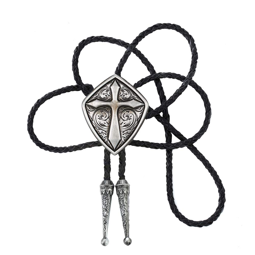 QQA Western Cowboy Bolo Tie for Men Vintage Eagle Shield Star Pattern Necklace Bolo Tie for Men Women