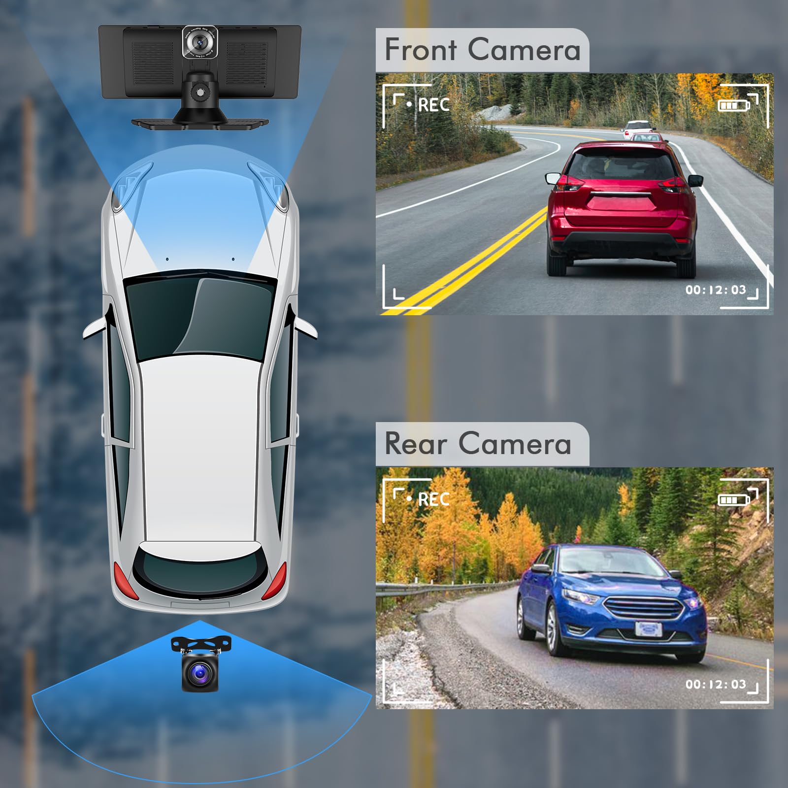 Portable Apple Carplay Screen for Car, 9.3'' Wireless Apple Car Play Stereo&Android Auto Touch Screen with 2.5K Dash Cam, 1080p Backup Camera/Loop Recording/Bluetooth/GPS Navigation/Mirror Link