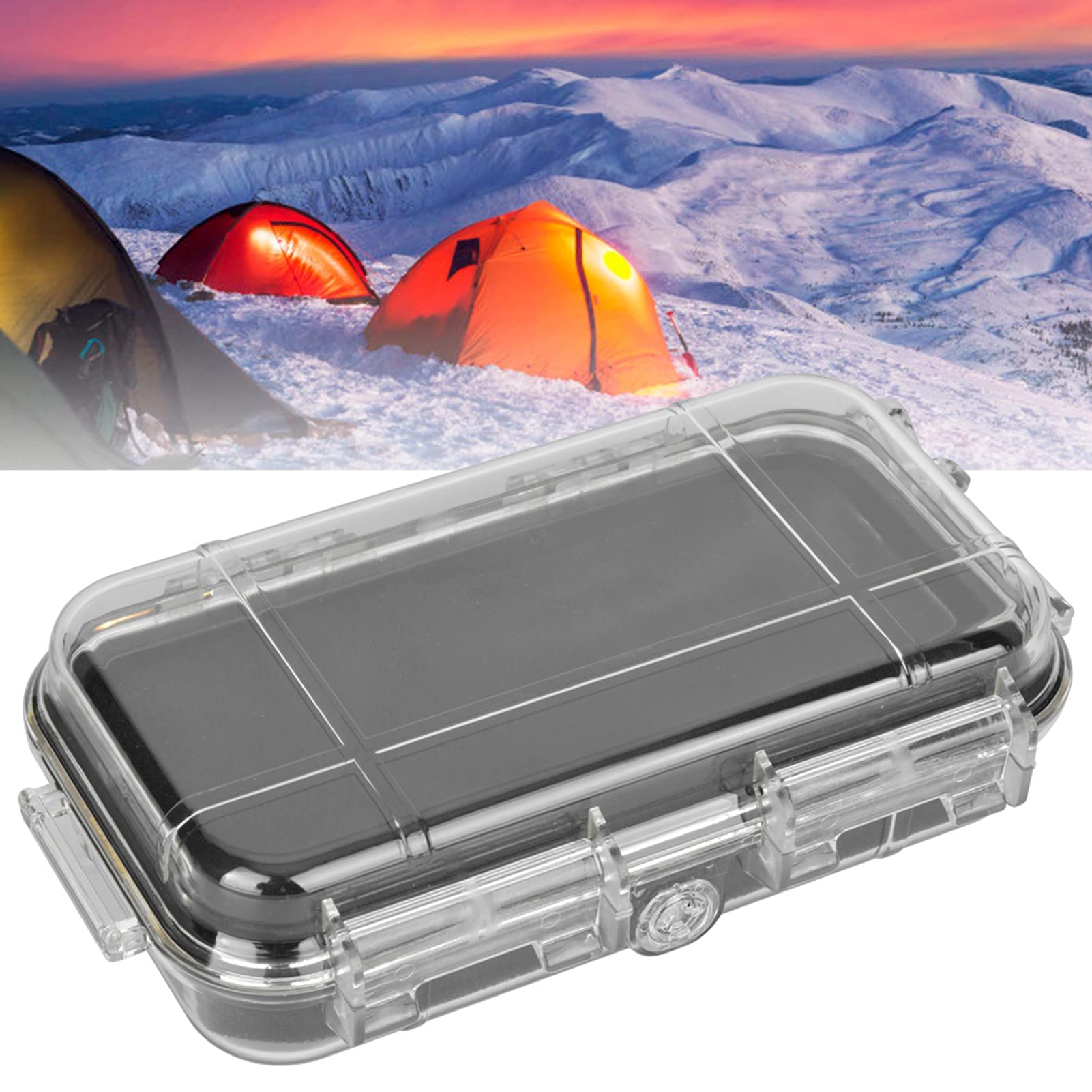 Survival Box Container Waterproof Shockproof Storage Box Outdoor Plastic Airtight Case Container Storage Carry Box(L-Transparent )