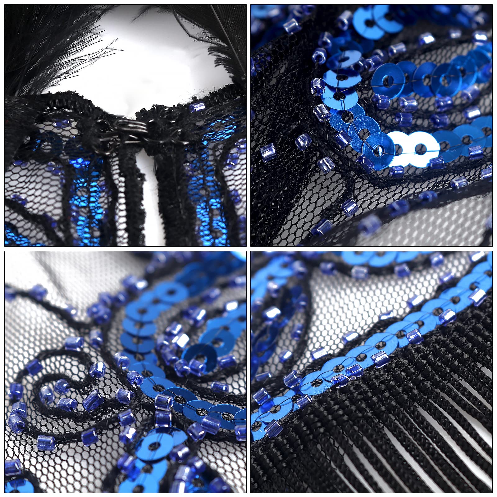 Women's 1920s Shawl Wraps Sequin Shawl Beaded Evening Cape Bolero Flapper Cover Up for Wedding Party-Black