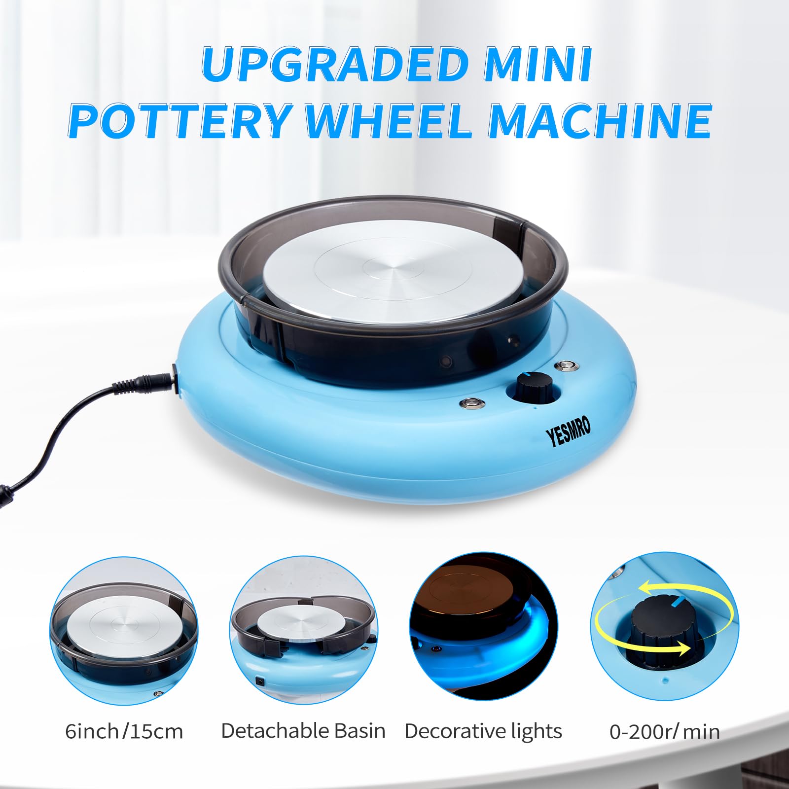 Portable Electric Ceramic Machine Mini Pottery Wheel with 6 Inch Pottery Wheel for Kids Adults Beginners Complete Pottery Kit for Pottery Studio Home DIY Pottery Training School Easter Valentine's Day