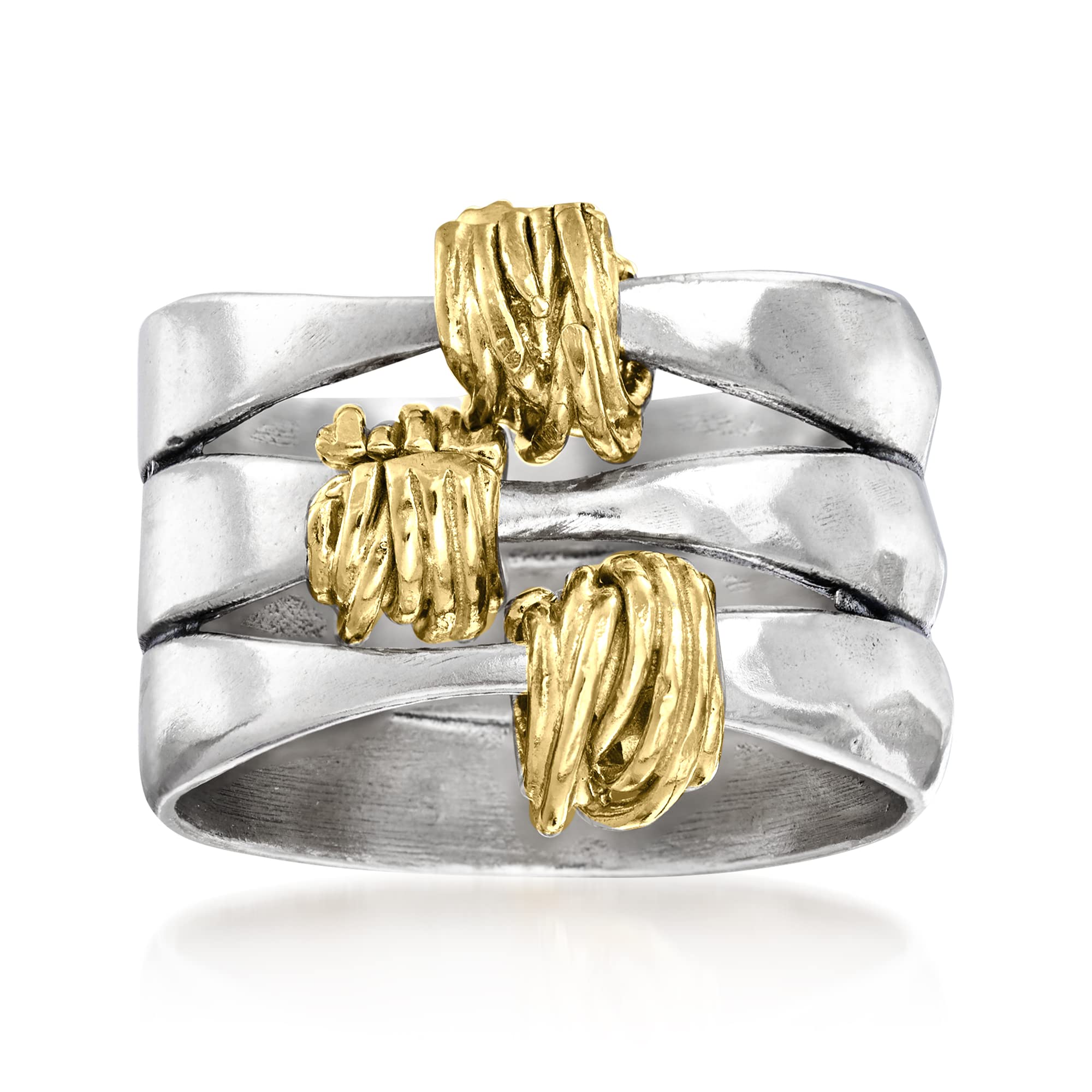 Ross-Simons Two-Tone Sterling Silver Wrapped Station Ring. Size 9