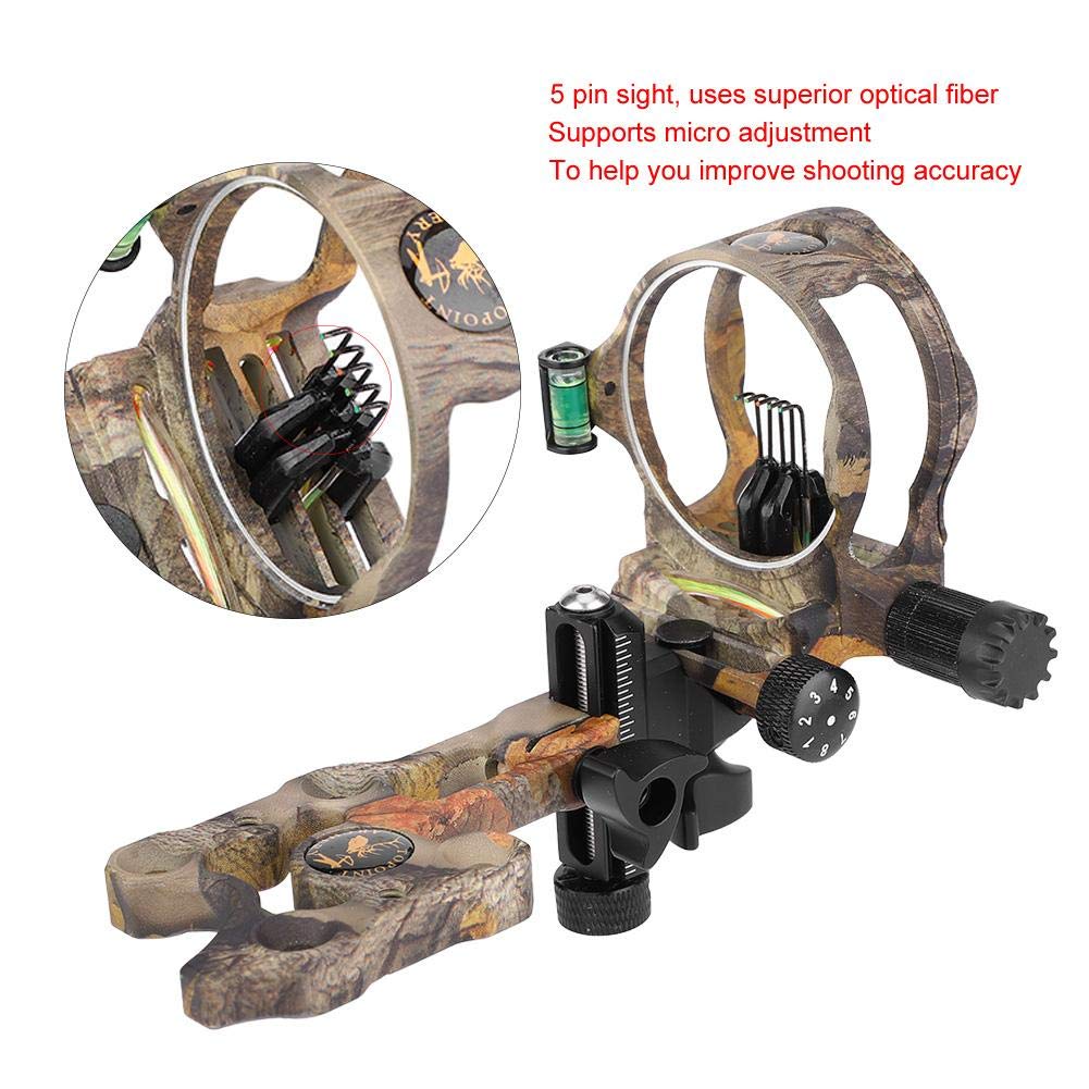 Quality 5 Pin Archery Compound Bow Sight Set with Light for Shooting Practicing Hunting Archery Accessory