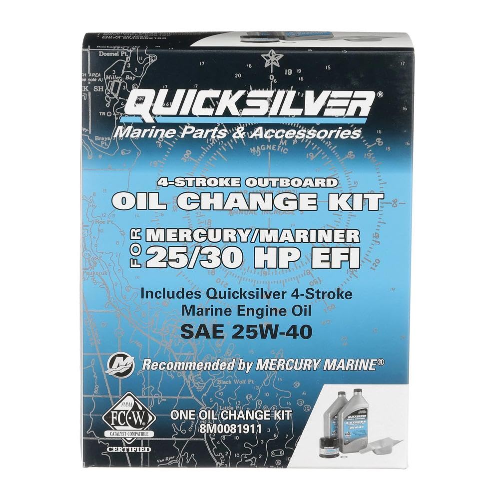 Quicksilver 25W-40 Oil Change Kit for 4-Stroke 25hp and 30hp Mercury EFI outboards