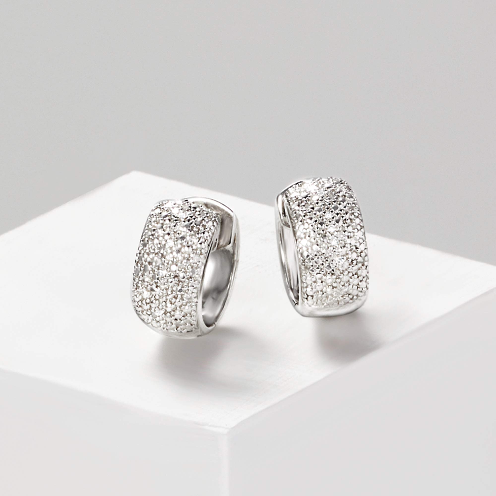 Ross-Simons Diamond Accent Huggie Hoop Earrings in Sterling Silver