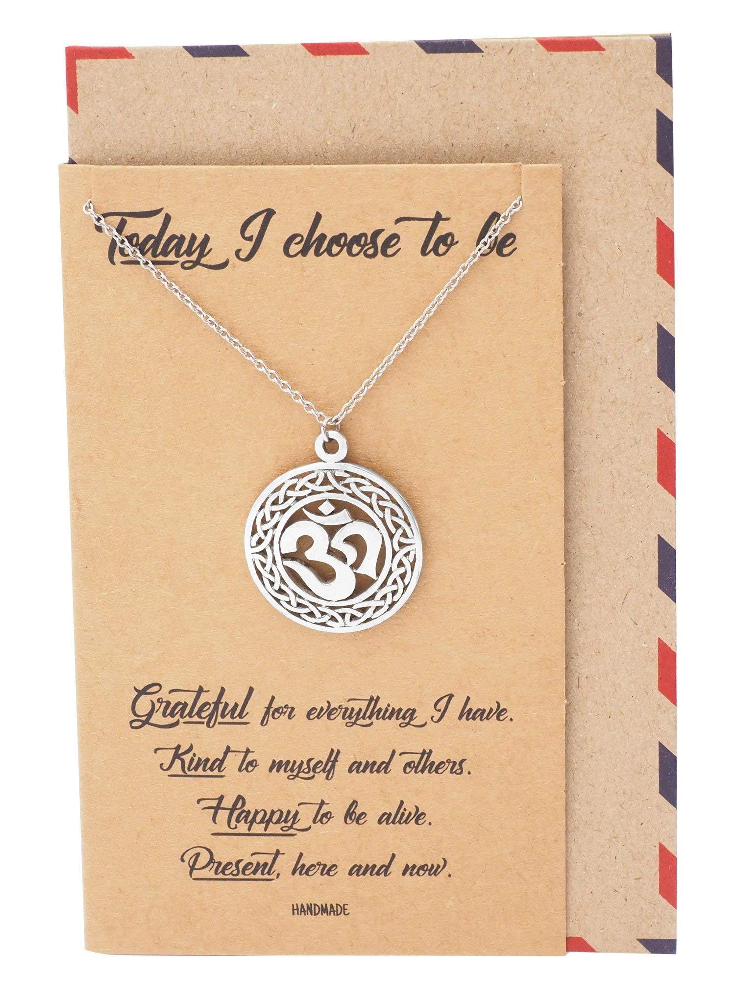 quan jewelry Yoga Necklace Om Pendant, Inspirational Gifts for Women