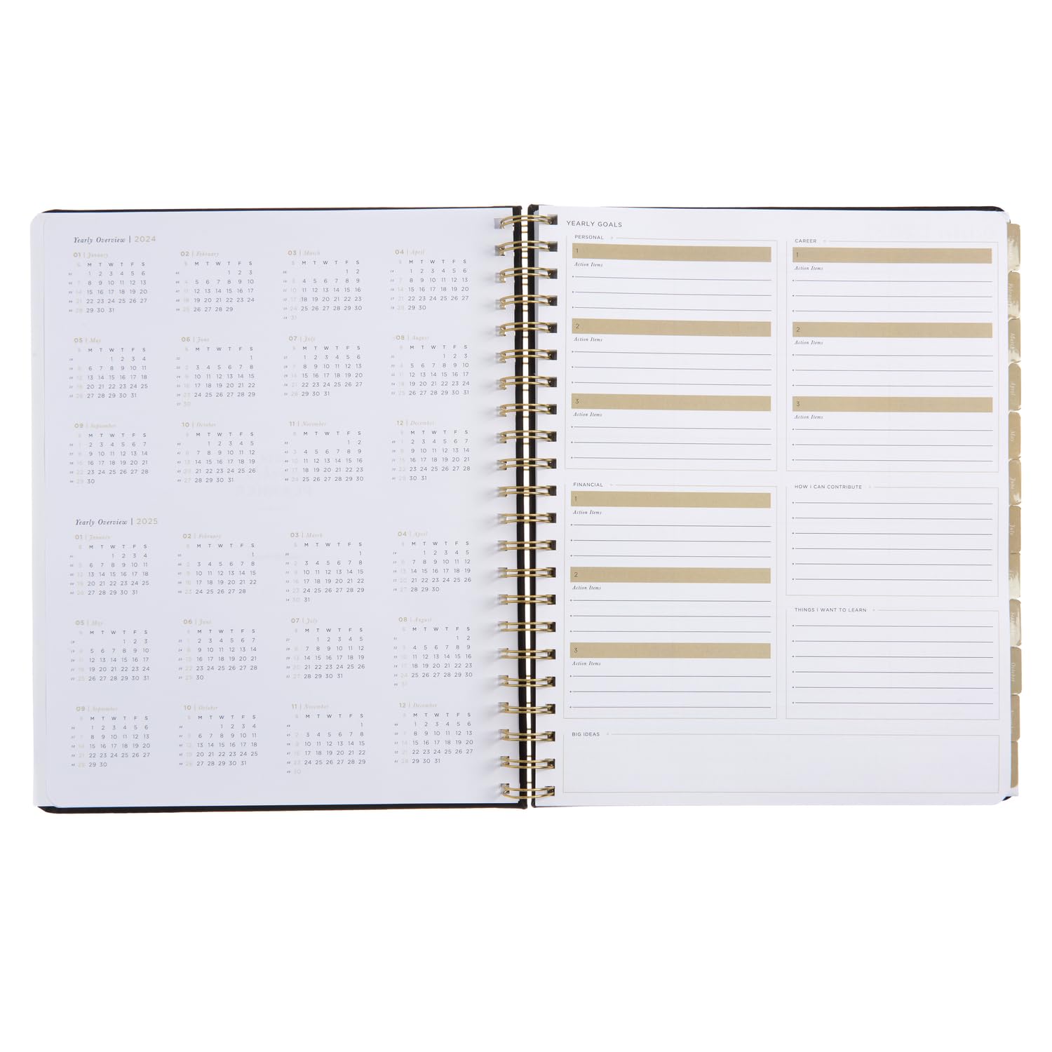 russell+hazel 2024 Weekly Planner, October 2023 - December 2024, Office Supplies, Black Vegan Leather, Includes 190 Stickers, 9.125β x 11.25β
