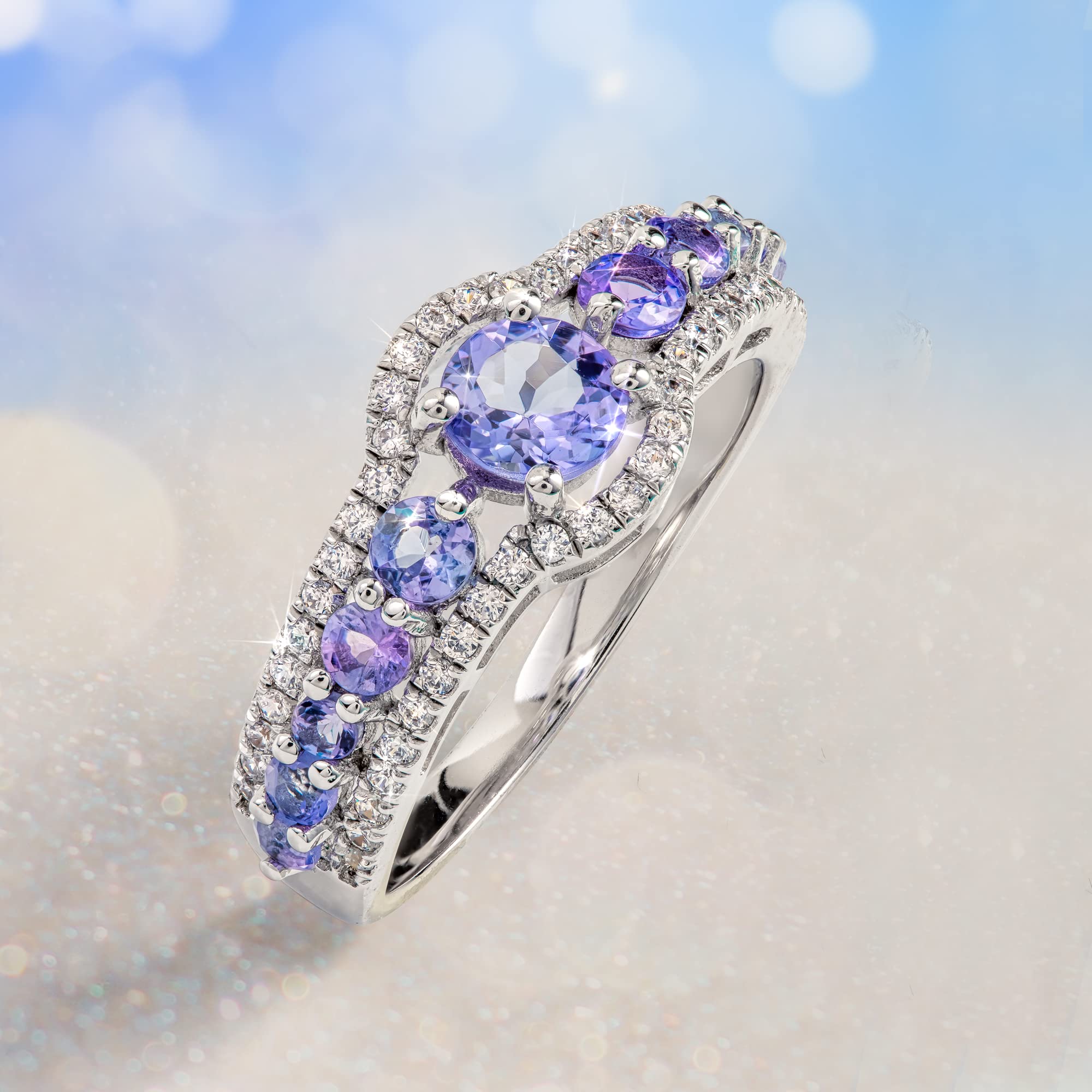 Stauer - Women's Tanzanite Loving Embrace Ring, (10) 2-3mm Tanzanite Stones, Size 7