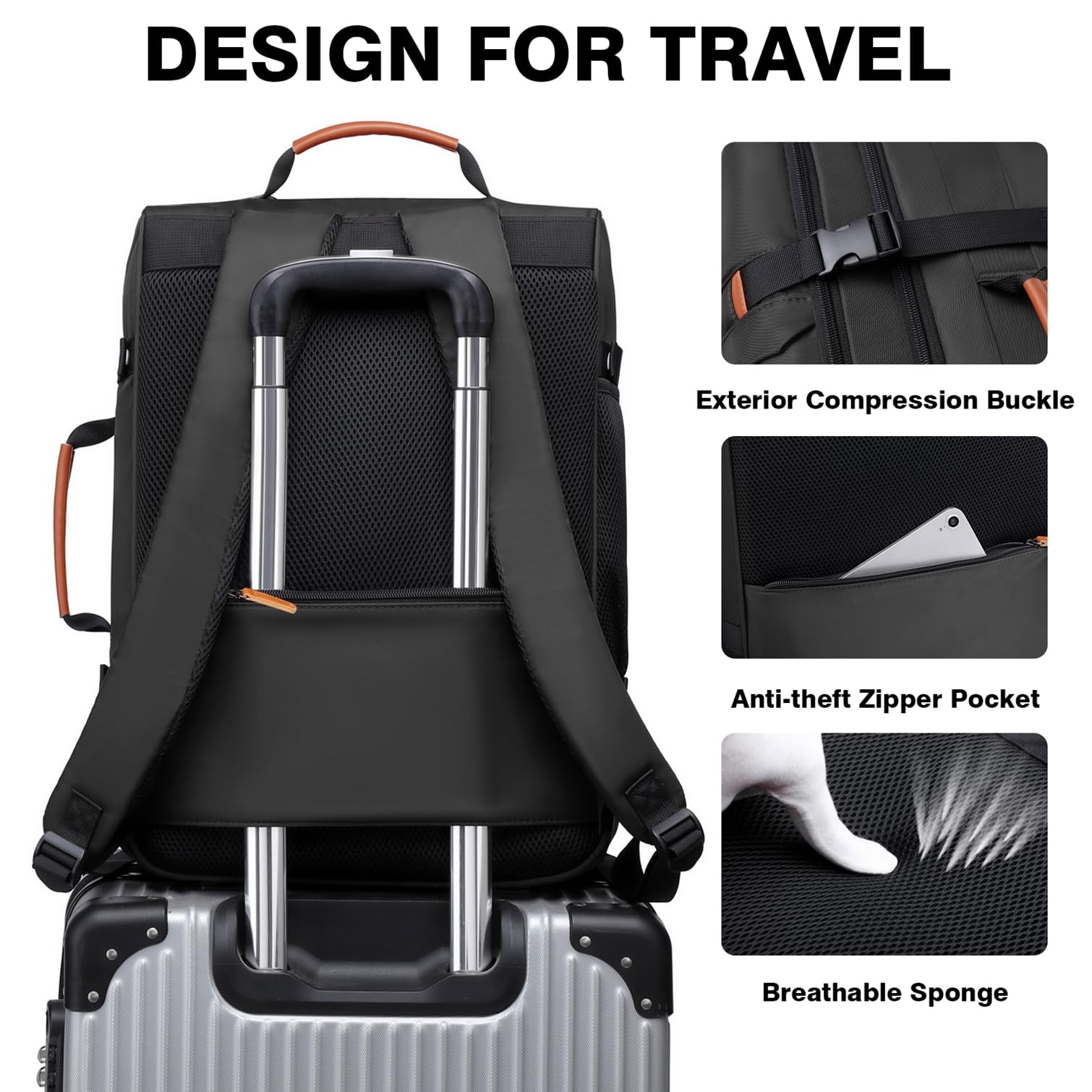 Omidel 40l Carry on Airport Backpack for Personal Item, Flight Approved Underseat Backpack,Water Resistant Shot Trip Backpack for Weekender,Large Day Backpack(Red)