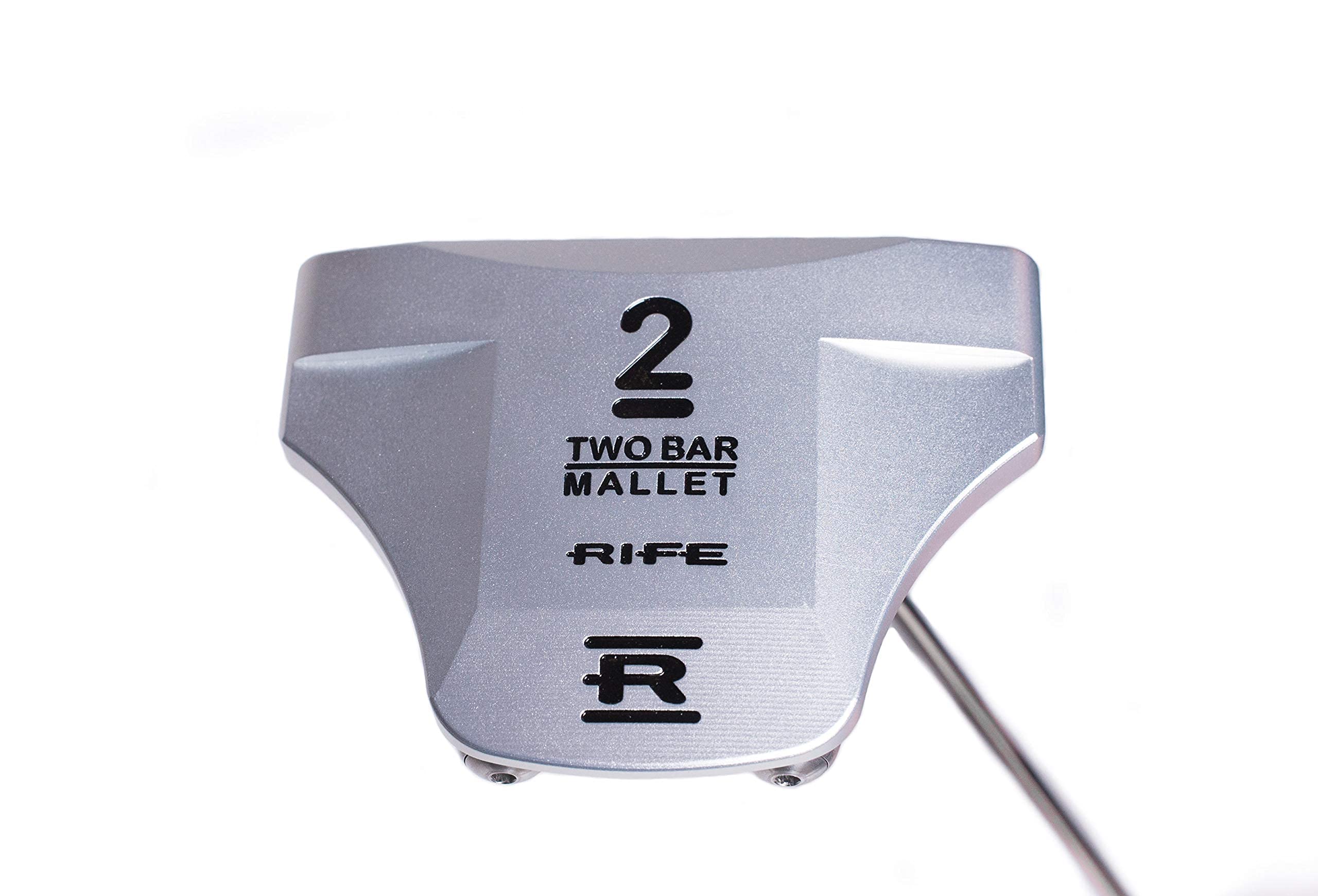 Rife Golf Right Handed Silver Two Bar Mallet Putter Patented Roll Groove Technology with Adjustable Weight System. Center Shaft Makes It Perfect for Lining up Your Putts (Right, 36)