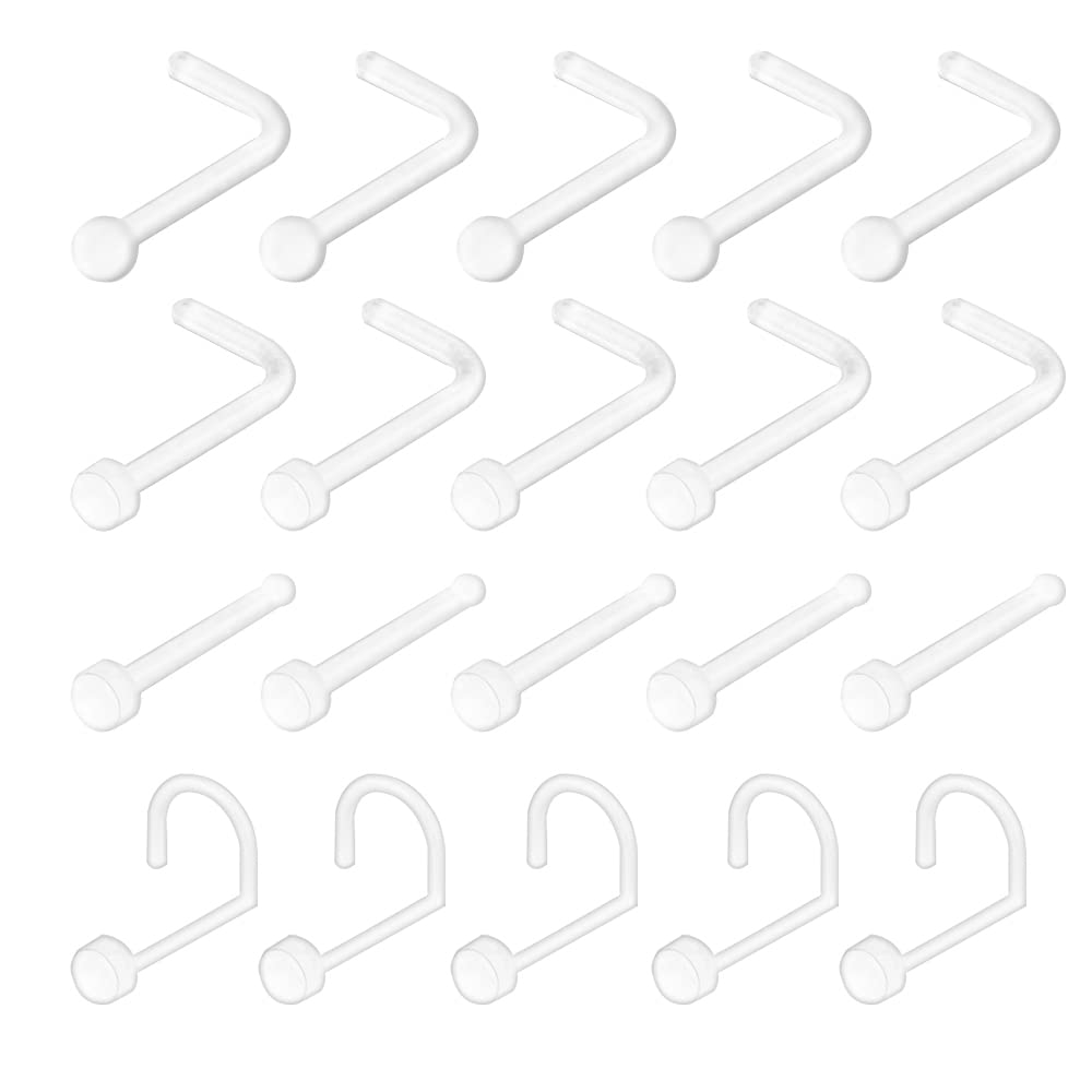 Vitaltyextracts Clear Nose Ring Retainer Bioflex Nose Rings Studs L Shaped Corkscrew Nose Studs Nose Piercing Jewelry Kit For Women