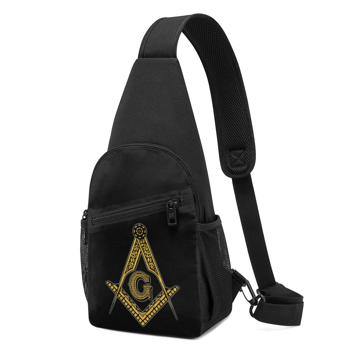 QIUYELONG Sling Backpack,Travel Hiking Daypack Pattern Rope Crossbody Shoulder Bag Masonic Symbol Printed One Size