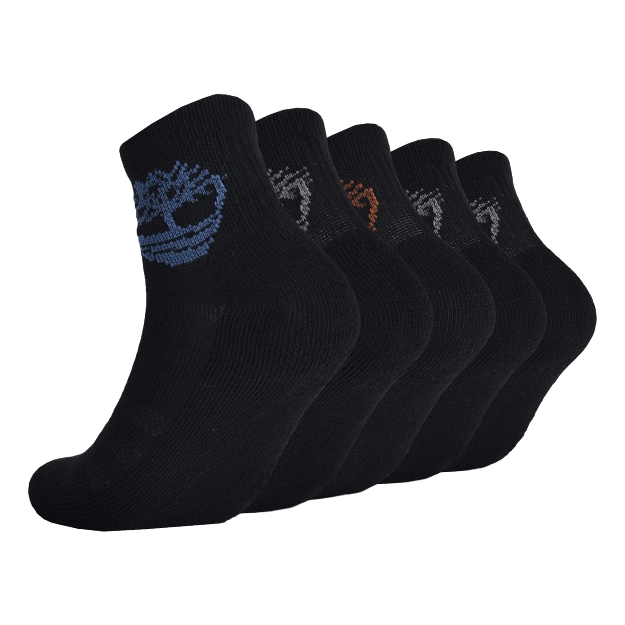 Timberland Boys' 5-Pack Sport Quarter Socks, Black, 9/11