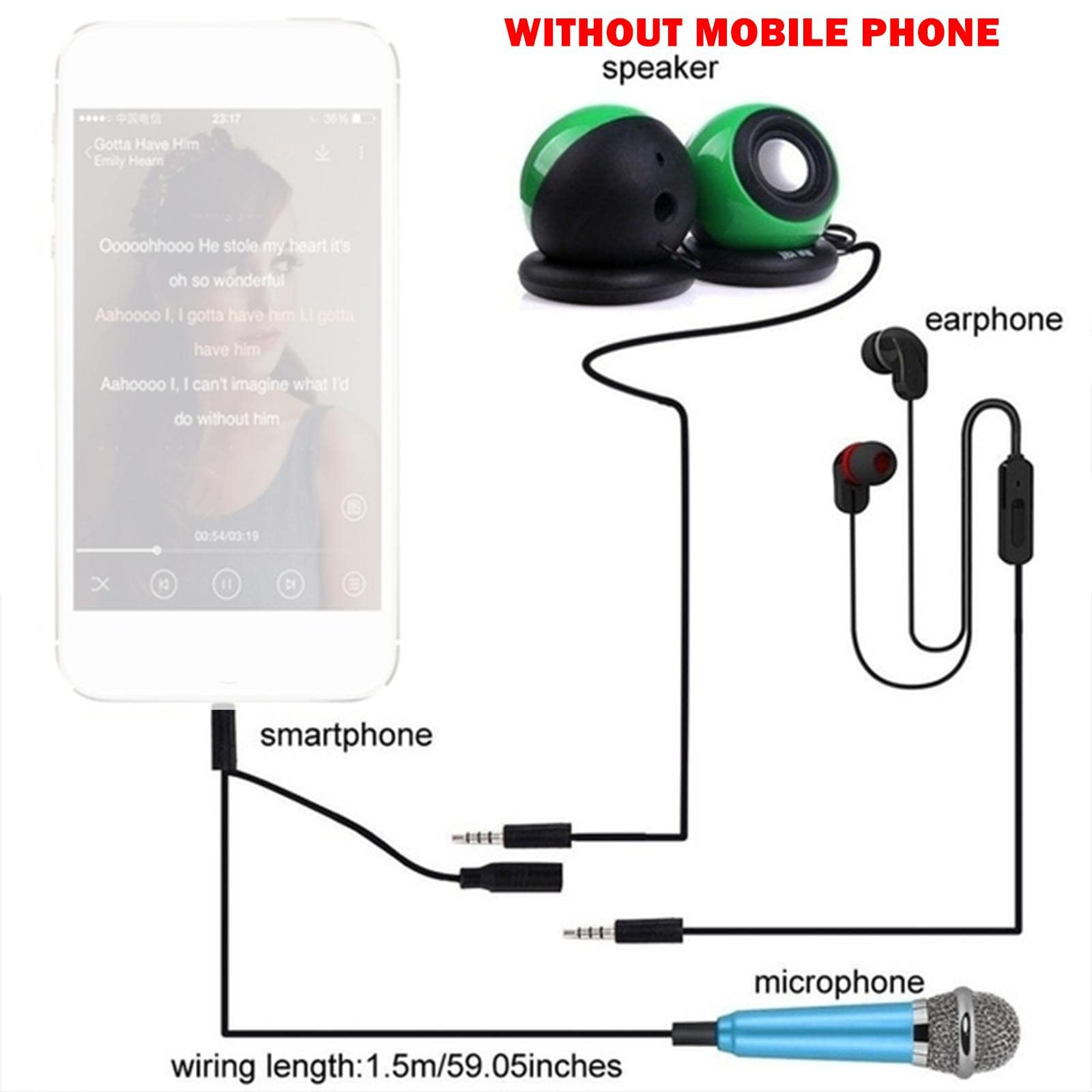 TBAKPU Mini Microphone,Singing Mic Equipment,Beautiful Vocal Quality,Mini Karaoke Microphone,3.5mm Audio Connector with 120 cm Cord,Suitable for Laptop, iPhone, Android Phone (2PACK)