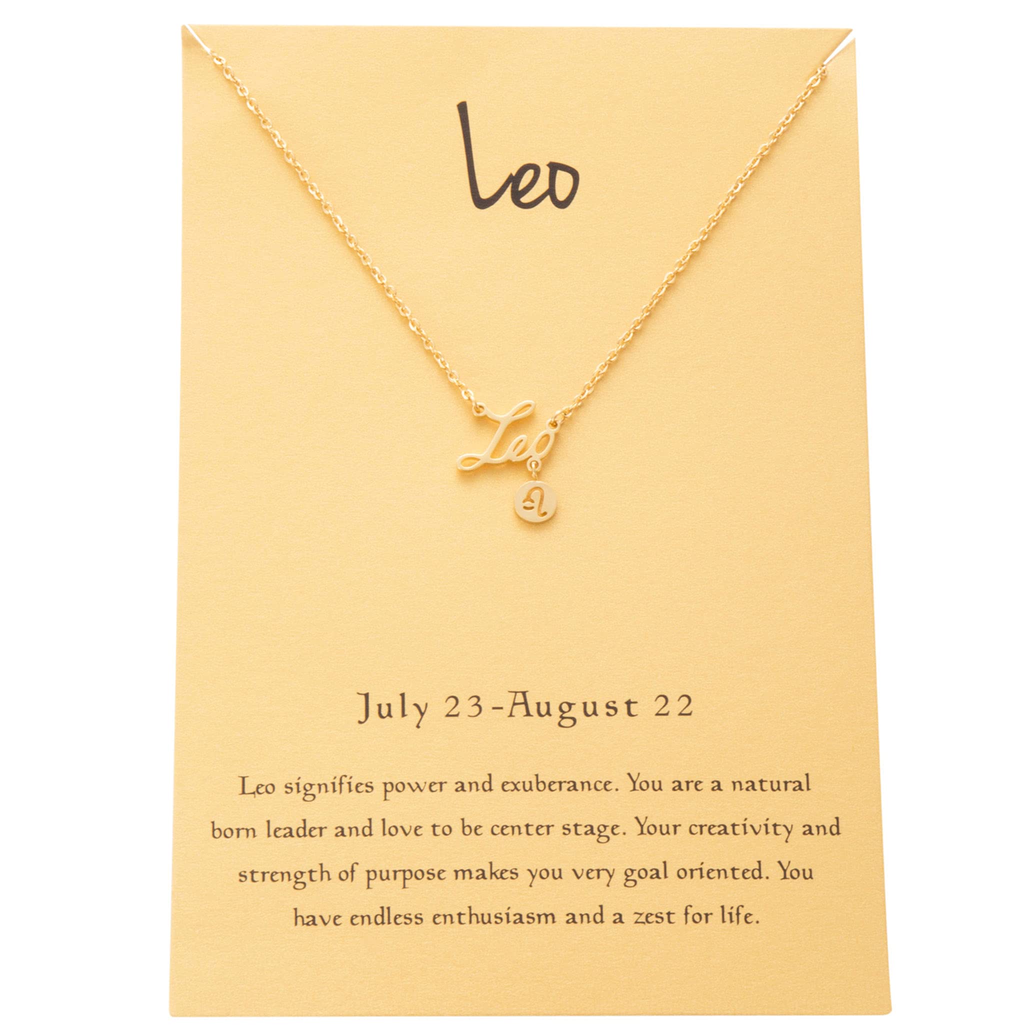 Tasunom Pisces Gift Zodiac Letter Sign Pendant Necklaces for Women, Golden