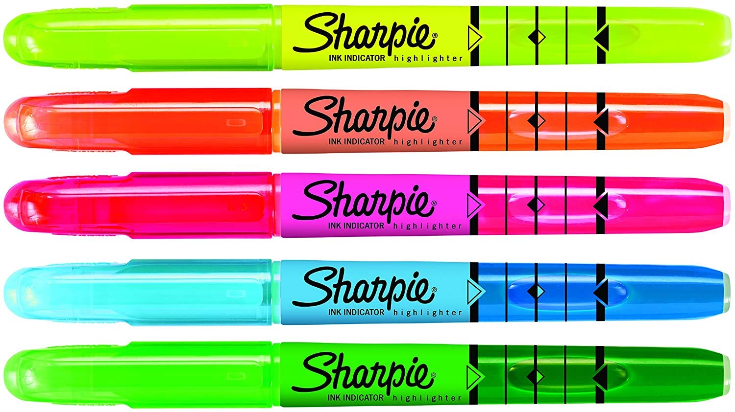 Sharpie Ink Indicator Stick Highlighters, Chisel Tip, Assorted Fluorescent, 5 Count - 2 Pack