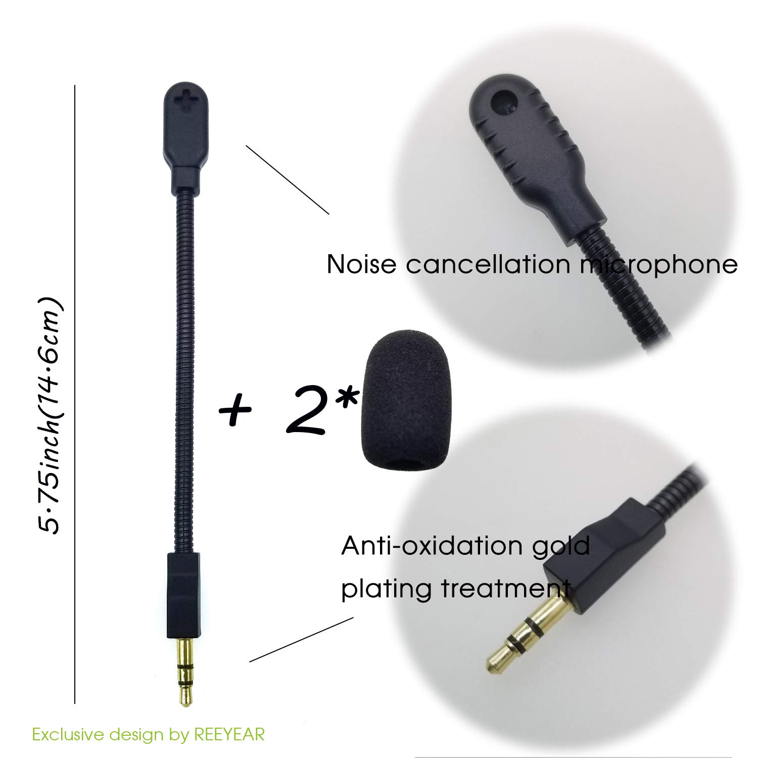 REEYEAR Replacement Game Mic fits for Logitech G PRO X2,G PRO X Wireless and G Pro Wired Gaming Headsets,Detachable Noise Cancelling Crystal-Clear Game Microphone,Mic Only