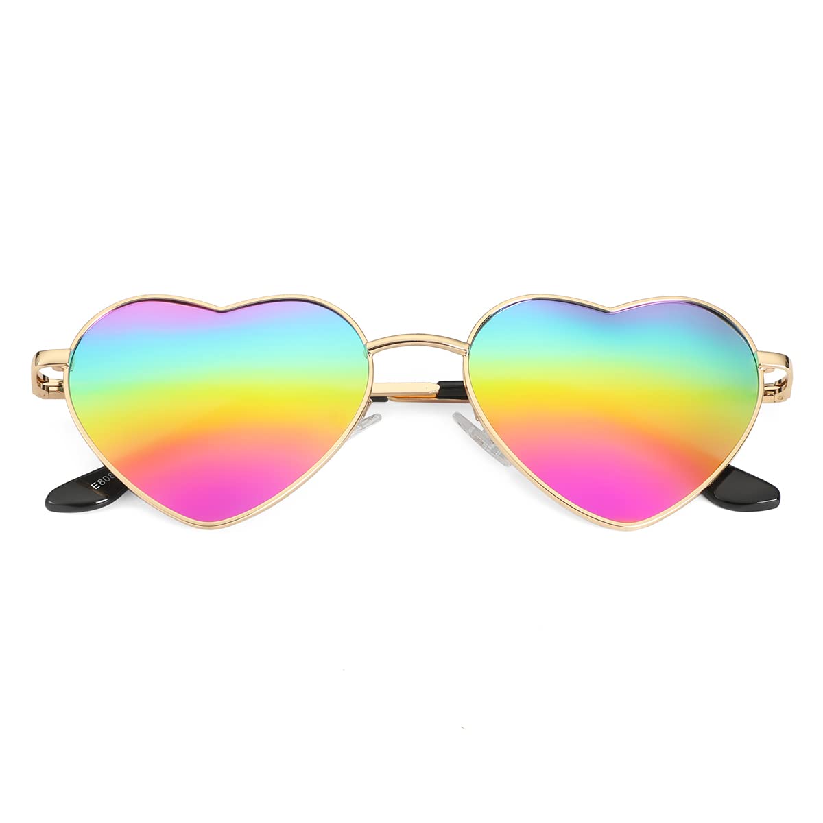 Polarized Heart Shaped Sunglasses for Women Metal Frame Cute Lovely Glasses 100% UV Protection (Gold/Pink+Gold/Grey)