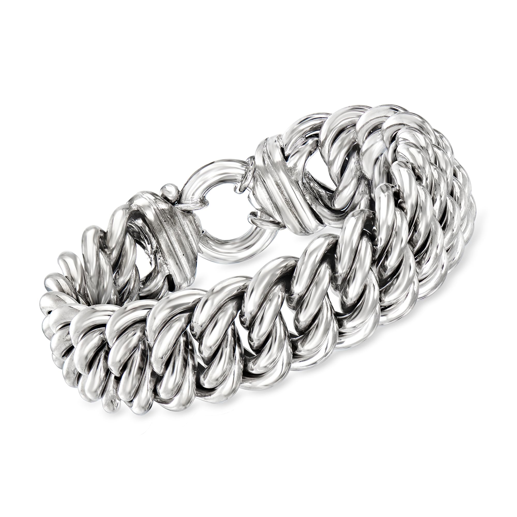 Ross-Simons Italian Sterling Silver Double Braid-Link Bracelet. 7.5 inches