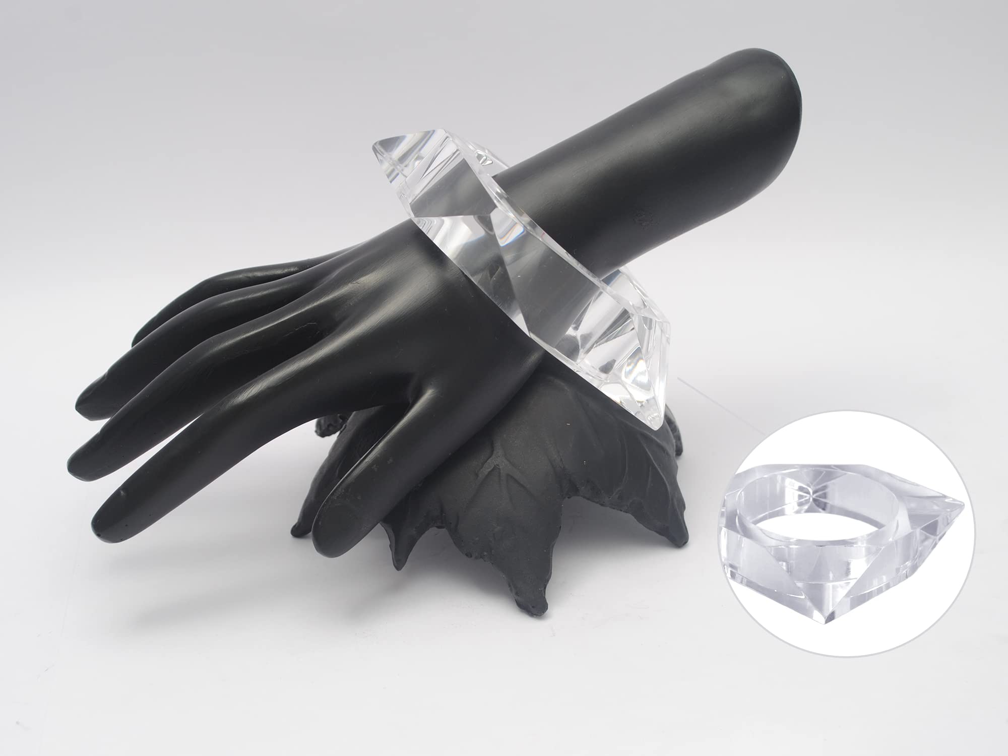 Pure Hands Transparent, Geometric, Statement | Lucite Bangle Bracelets for Women (2.6 Inches)