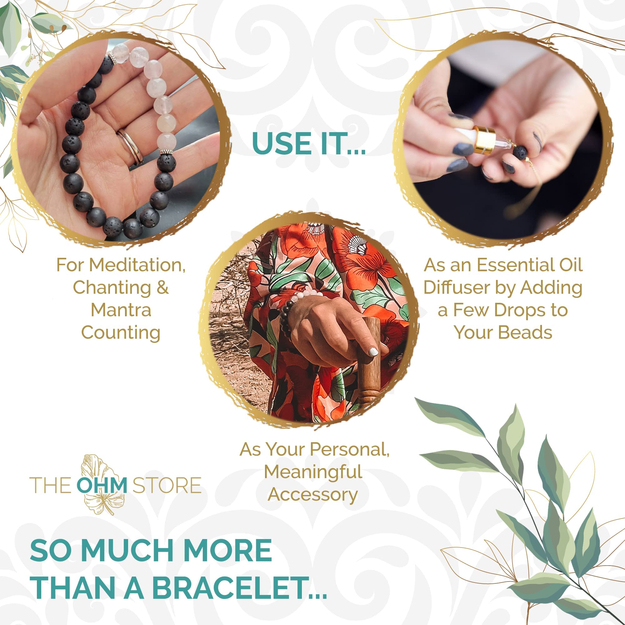 Tibetan Singing Bowl Set with Healing Mantra Engravings Bundle with Rose Quartz and Lava Stone Mala Bracelet β Handcrafted in Nepal for Chakra Healing, Meditation, and Mantra Recitation