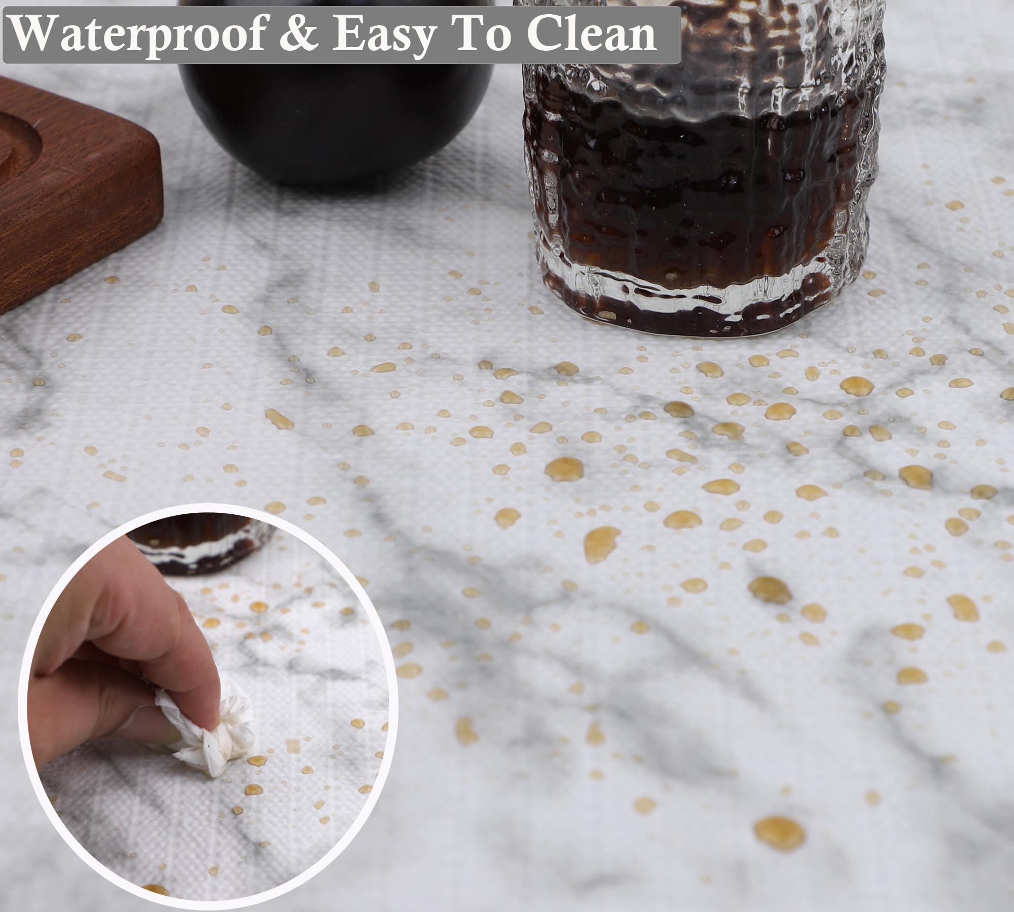 Shelf Liner for Kitchen Cabinets 15 Inch Wide X 20 Ft Non Adhesive Cabinet Drawer Liners for Shelves Non Slip Waterproof Marble Printed Mat for Closet Bathroom Pantry Cupboard Refrigerator