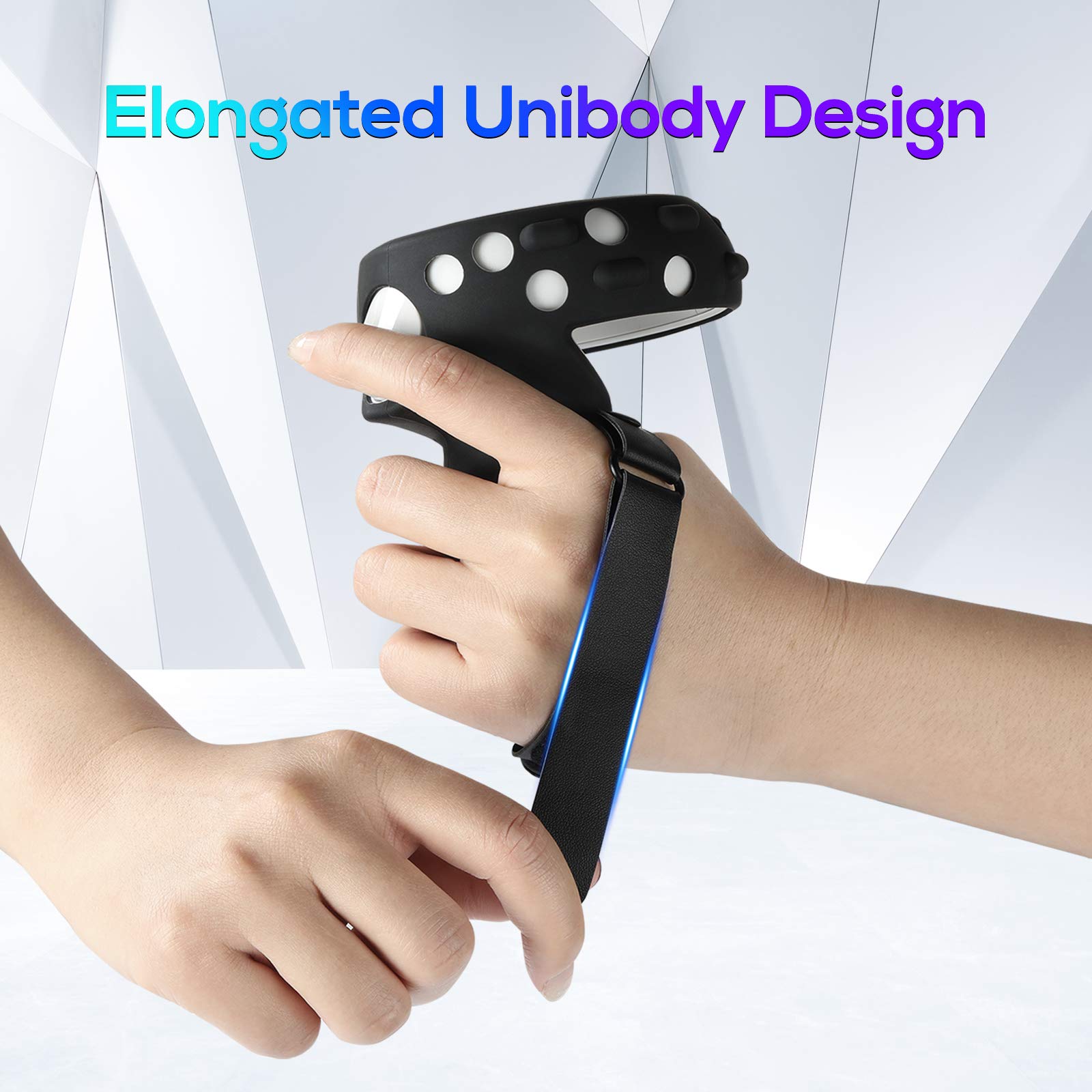 Typecase Touch Controller Grip Cover for Oculus Quest 2 & 1, Silicone Protective Ring Cover Custom Set Accessories, Anti-Throw Handle Protective Sleeve with Adjustable Hand Strap-Black