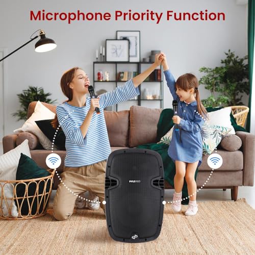 PYLE-PRO 1000W Powered Bluetooth PA System Speakers - Active DJ Speakers with 10 Inch Subwoofer Monitor Speaker and Built-in USB for Audio, Music, Concerts, Band - PPHP1037UB, Black