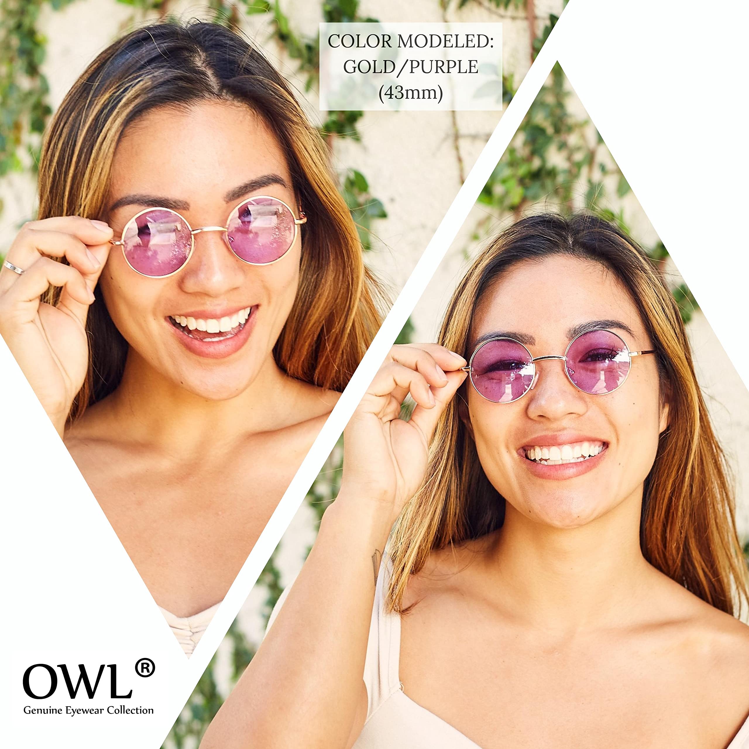 Round Retro Vintage Sunglasses Metal Frame Red Smoke Yellow 3 Pairs OWL